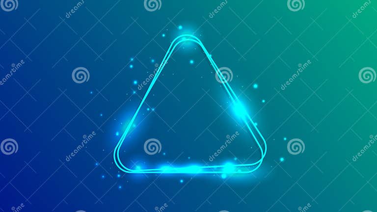 Neon Rounded Double Triangle Frame with Shining Effects Stock Vector ...