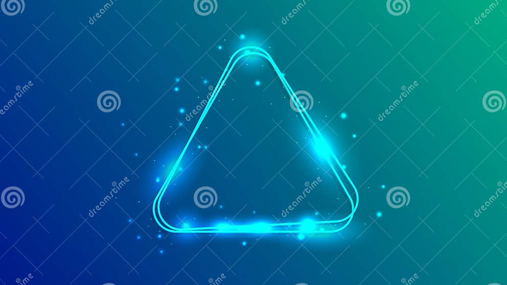 Neon Rounded Double Triangle Frame with Shining Effects Stock Vector ...
