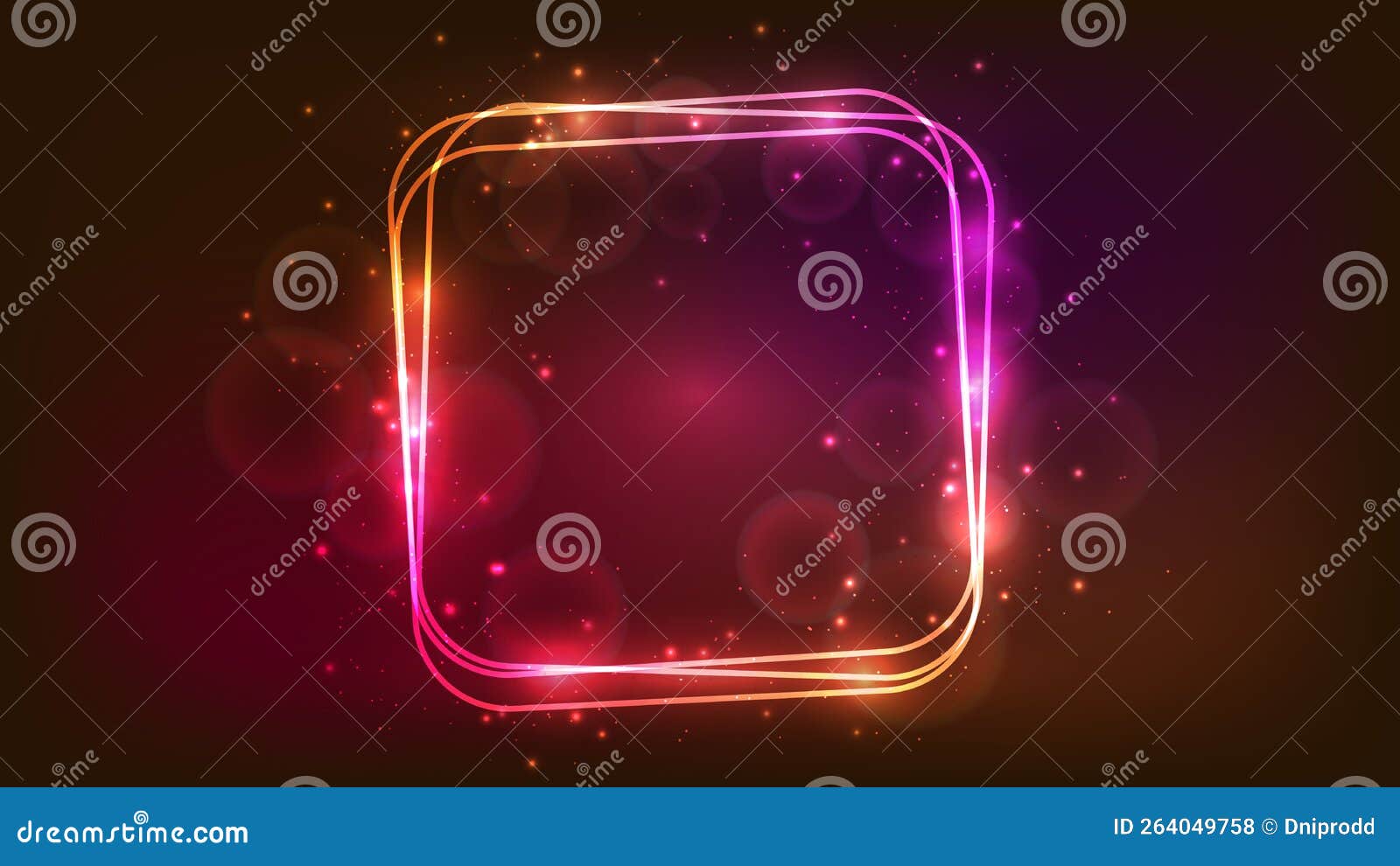 Neon Rounded Square Frame with Shining Effects Stock Vector ...