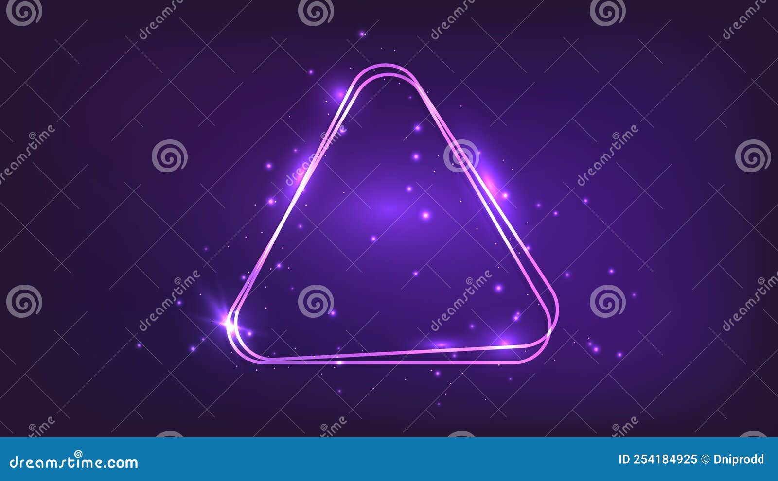 Neon Rounded Triangle Frame with Shining Effects Stock Vector ...