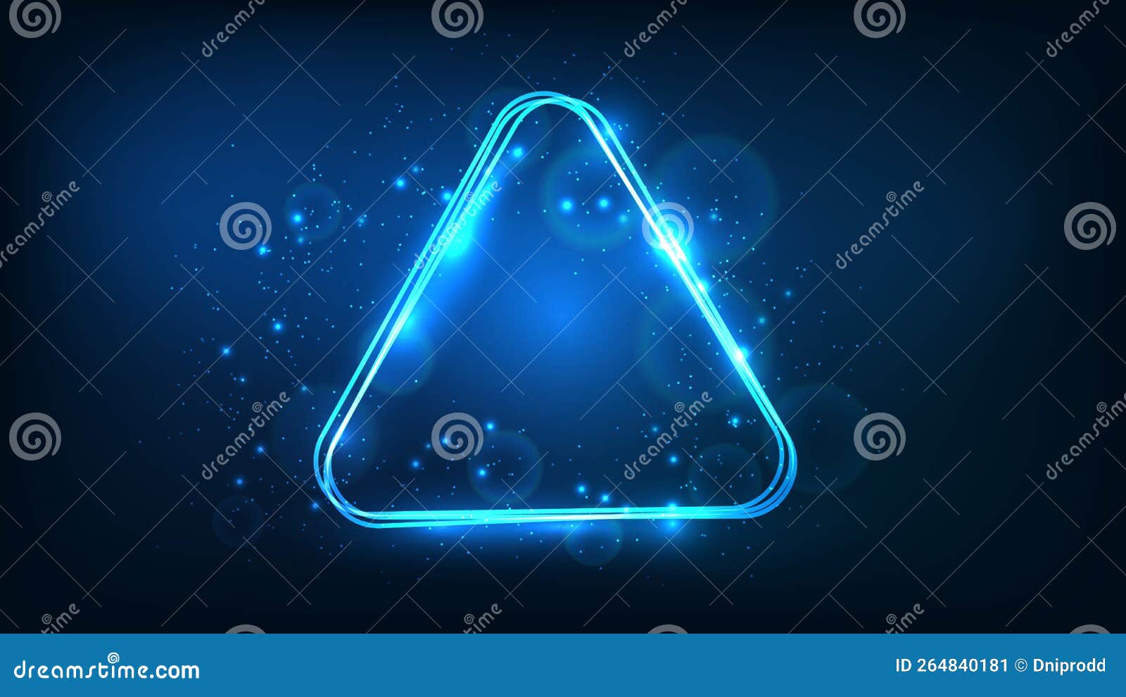Neon Rounded Triangle Frame with Shining Effects and Sparkles Stock ...