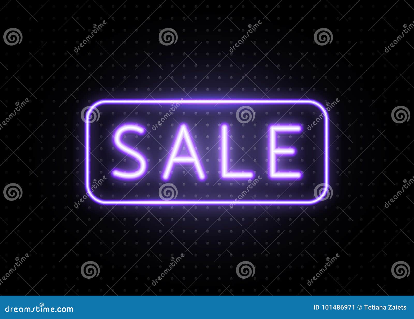 Neon Sale Banner with Line Frame. Luminous Light Blue Type Text Sign ...