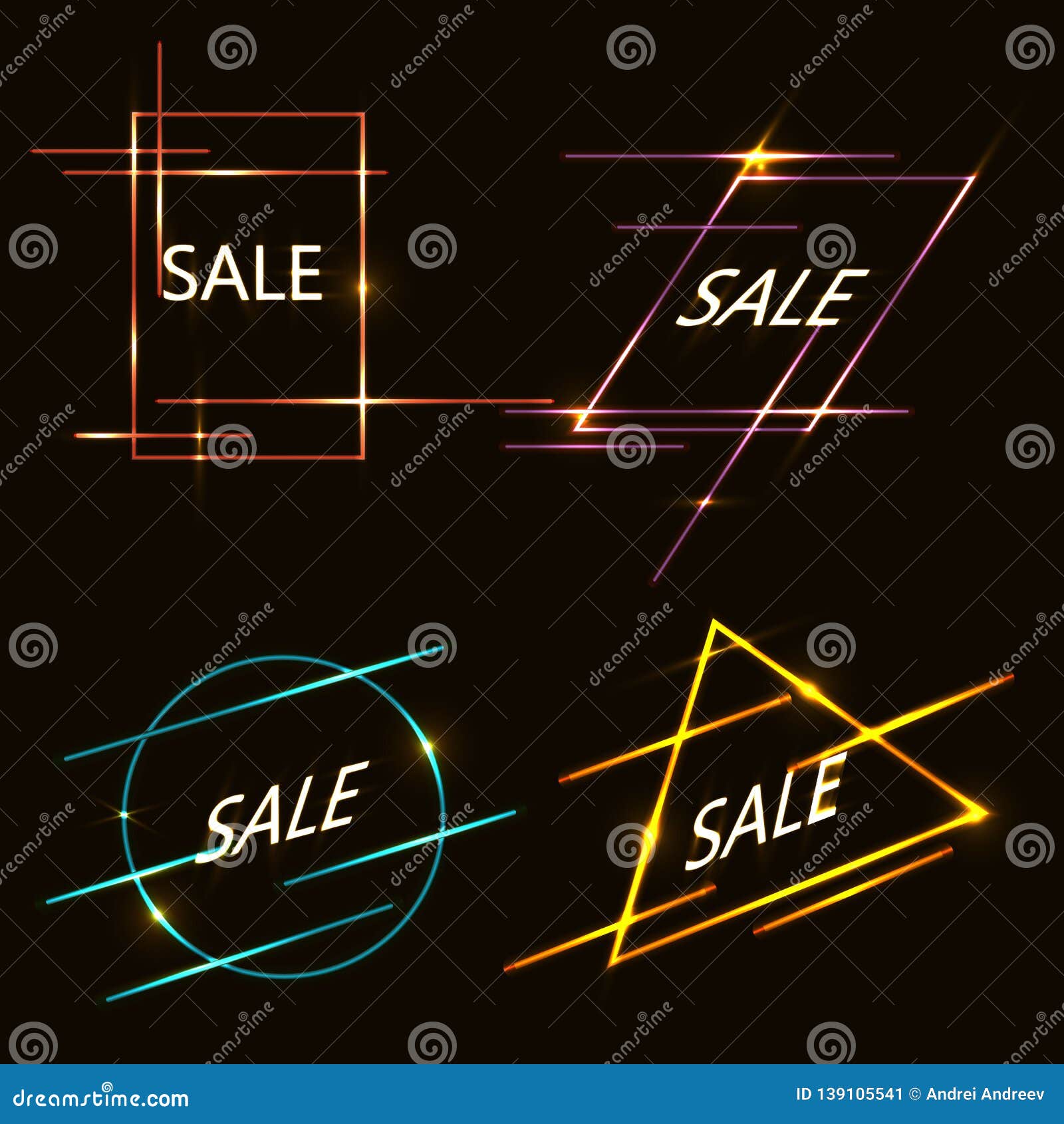 Neon sale sign set stock vector. Illustration of arrow - 139105541