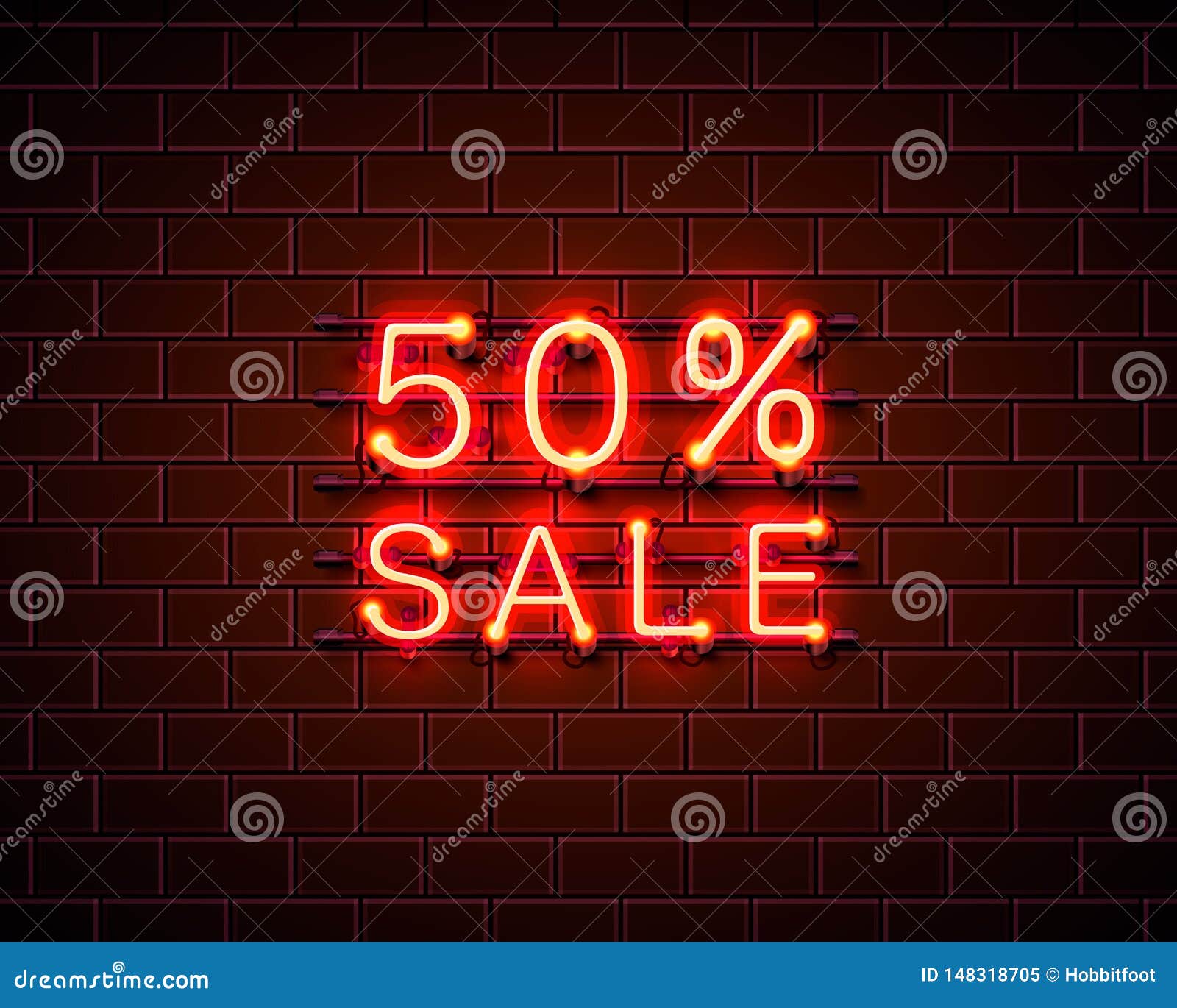 Neon 50 Sale Text Banner. Night Sign Stock Vector - Illustration of ...