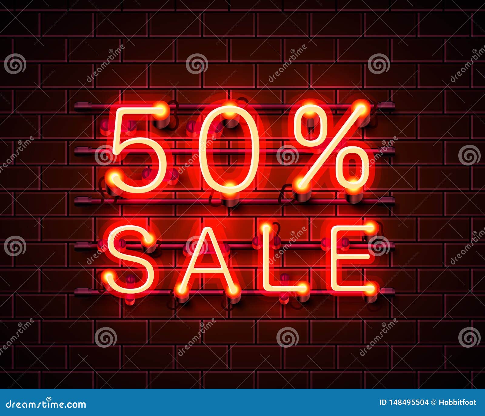 Neon 50 sale. stock vector. Illustration of element - 148495504