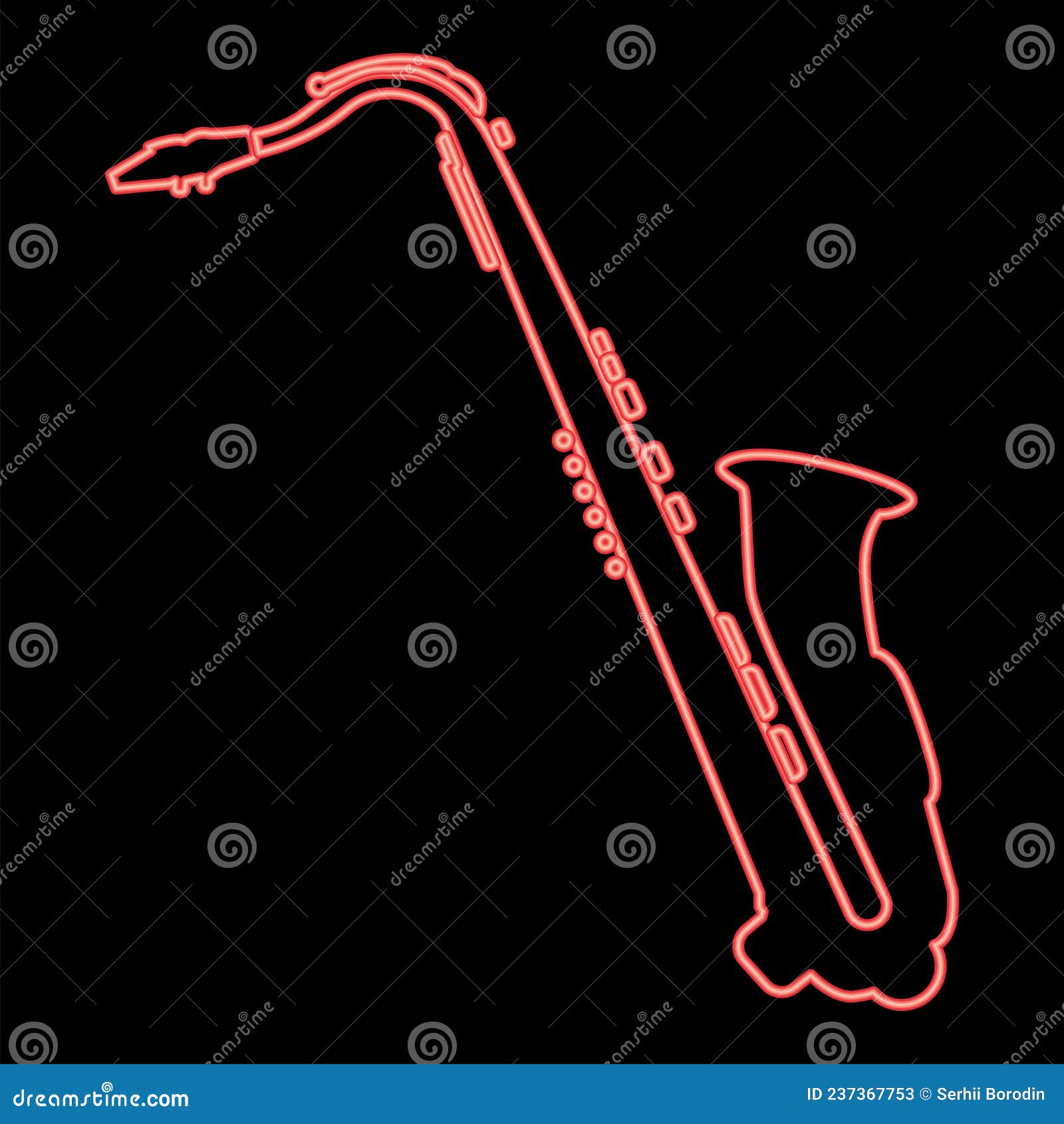 Neon Saxophone Red Color Vector Illustration Image Flat Style Stock ...