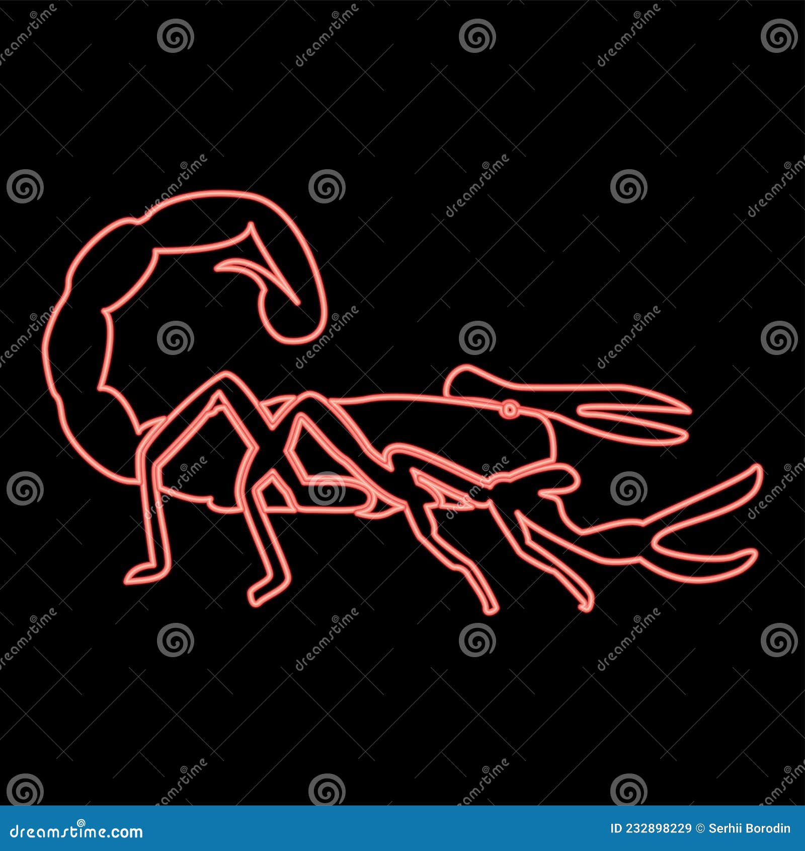 Neon Scorpion Symbol Zodiac Red Color Vector Illustration Image Flat ...
