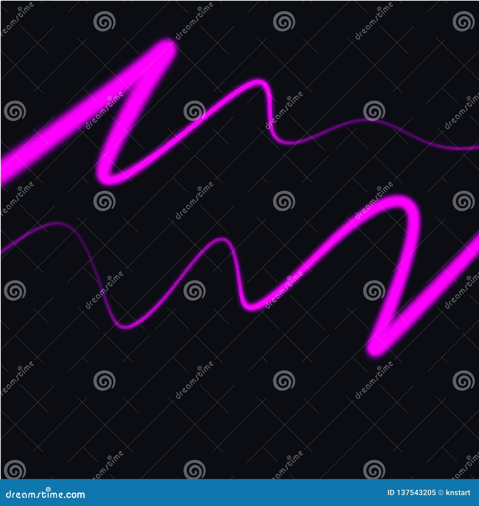 Neon Scribble Sketch Objects. Waves Vibration Lines, Isolated on Dark ...