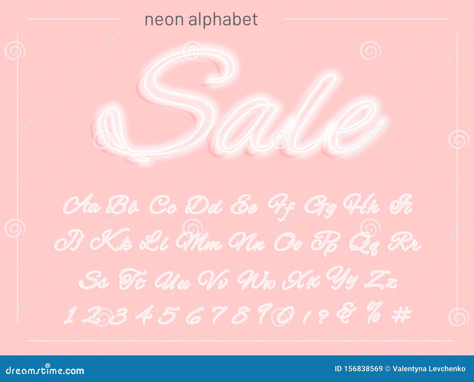 Neon Script Alphabet Font. White Neon Uppercase and Lowercase Letters ...