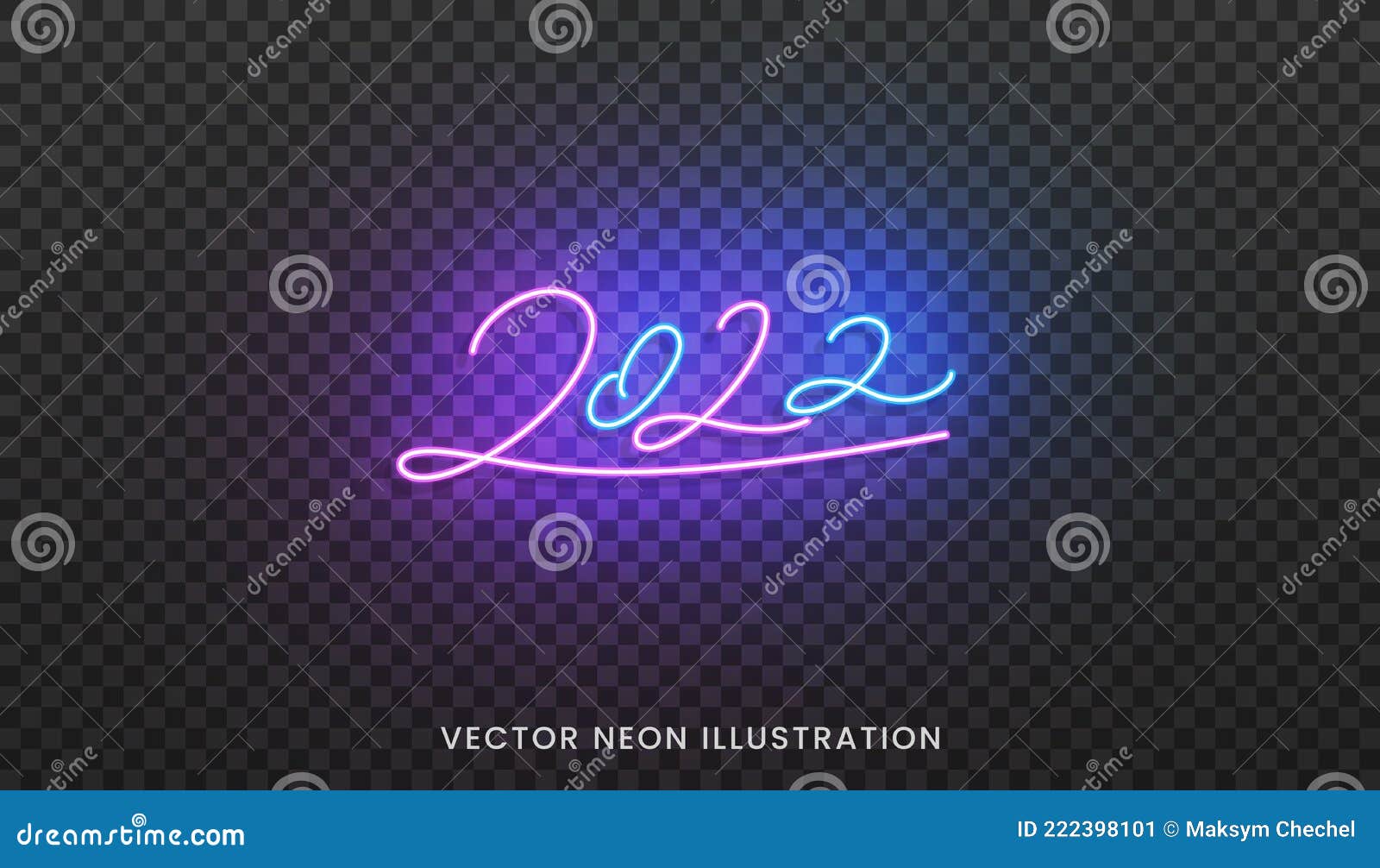 2022 Neon Script. Bright Colorful Sign for New Year 2022 Stock Vector ...