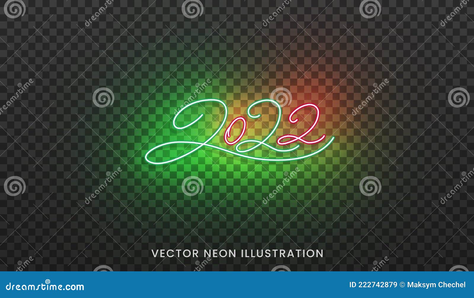 2022 Neon Script Numbers. Bright Colorful Sign for New Year 2022 Stock ...