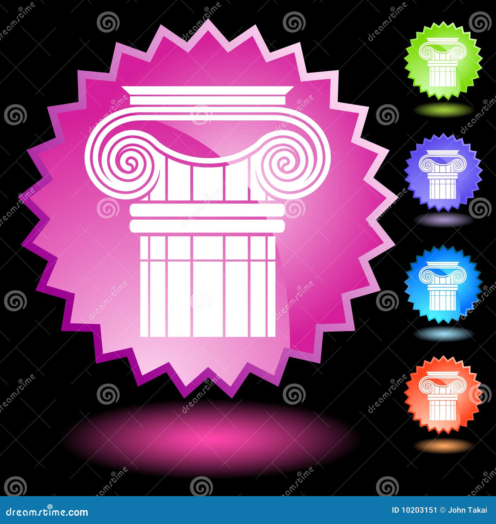 Neon Seal Set - Doric Column Stock Vector - Illustration of support ...