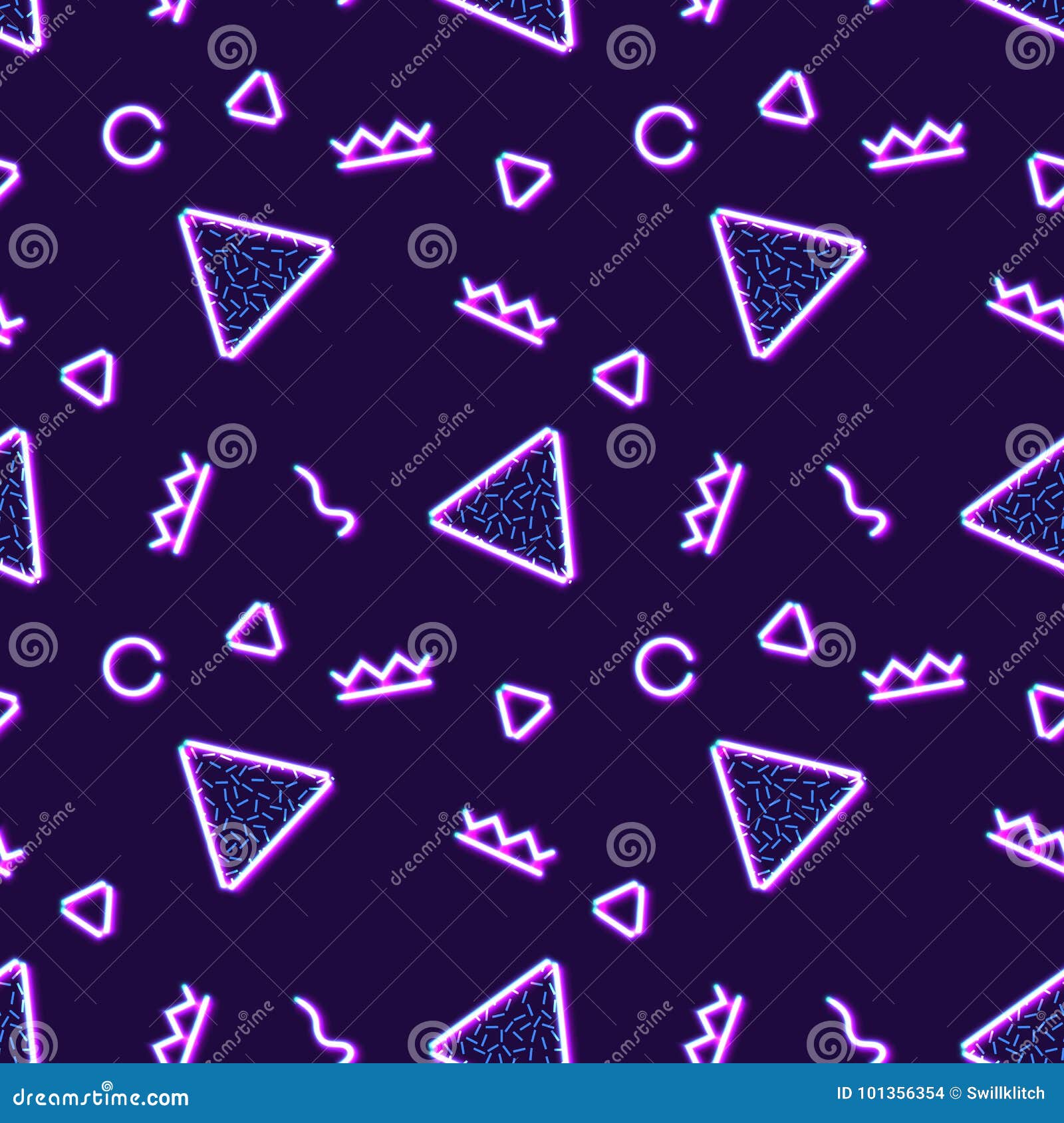 Neon Seamless Pattern with Memphis and 80s Style Stock Vector ...