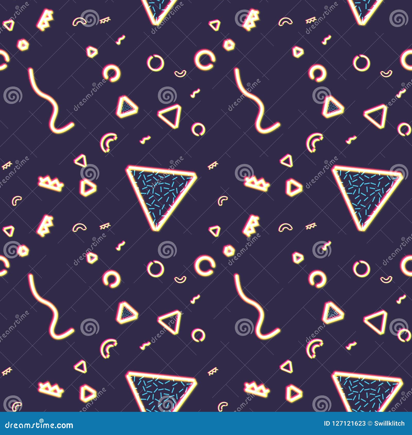 Neon Seamless Pattern with Memphis and 80s Style Stock Vector ...