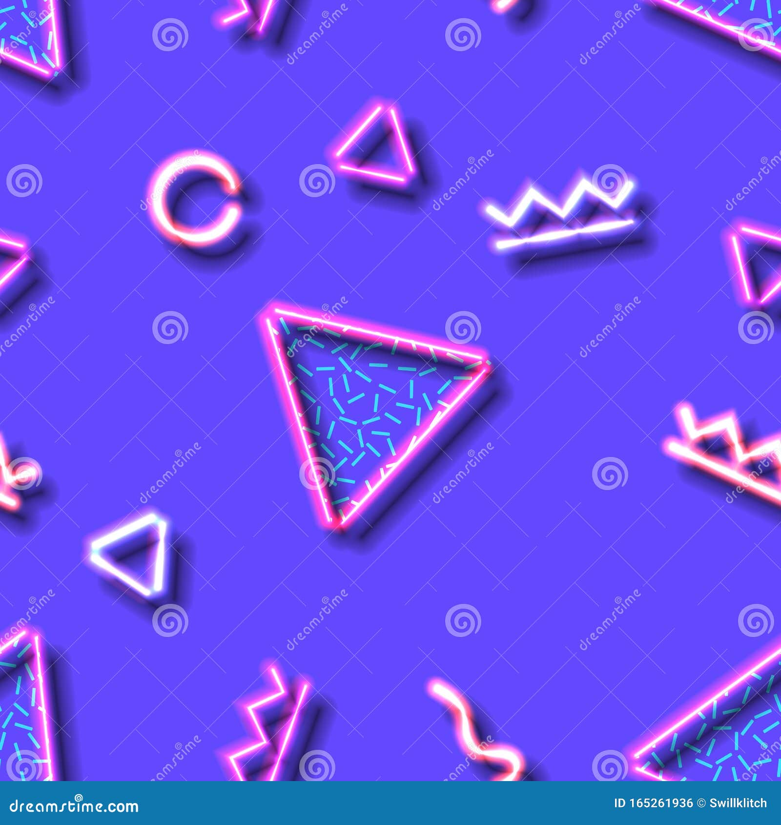 Neon Seamless Pattern with and 80s Abstract Arcade Style Stock Vector ...