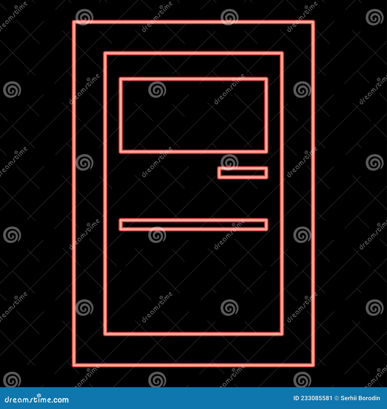 Neon Service Terminal Red Color Vector Illustration Flat Style Image ...