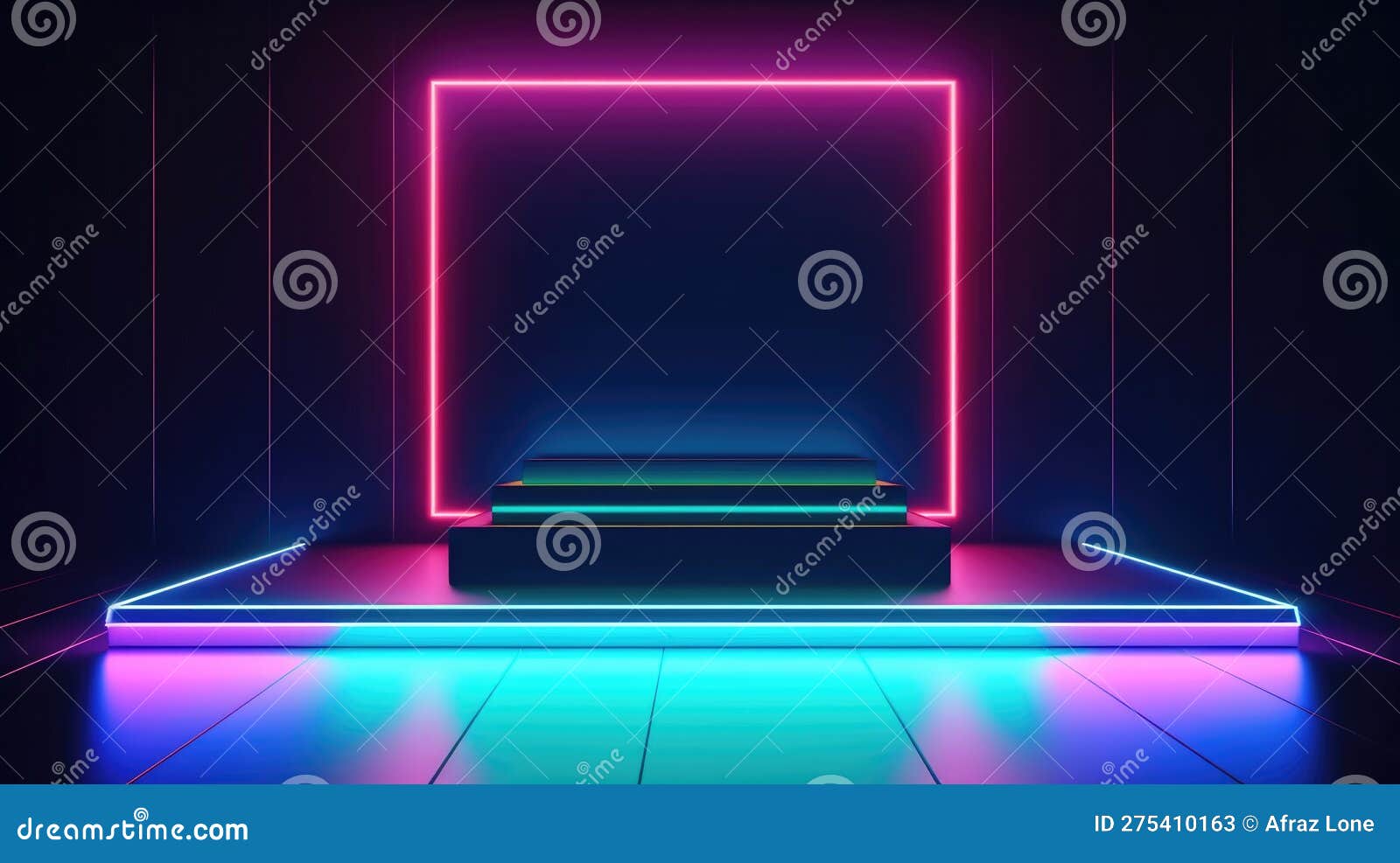 A Neon Set Background, Neon Podium Set, Neon Background, Neon Setup ...