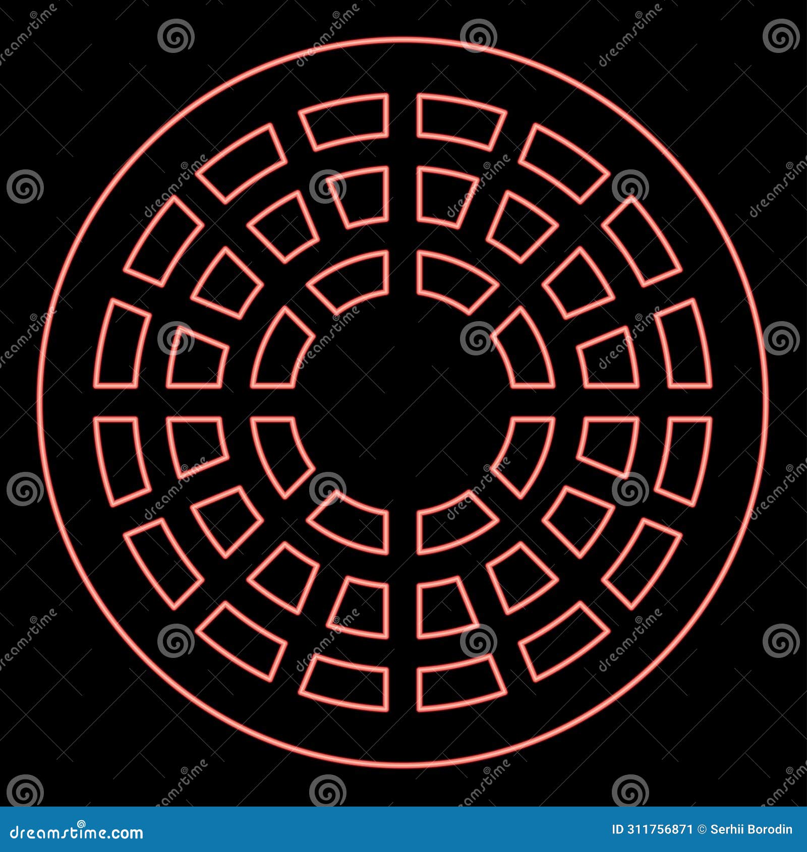 Neon Sewer Hatch Manhole Cover Red Color Vector Illustration Image Flat ...