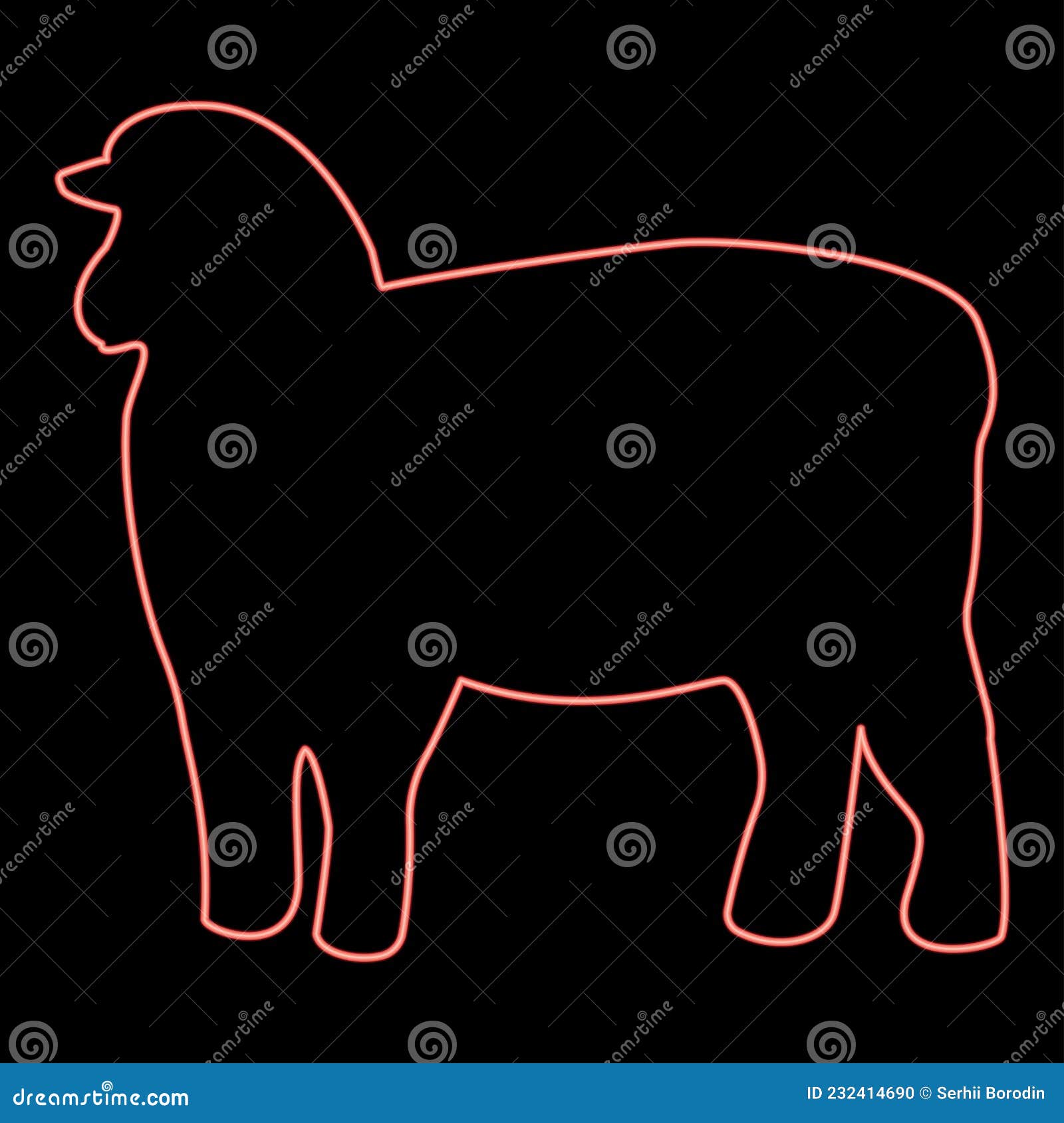Neon Sheep Silhouette Red Color Vector Illustration Flat Style Image ...