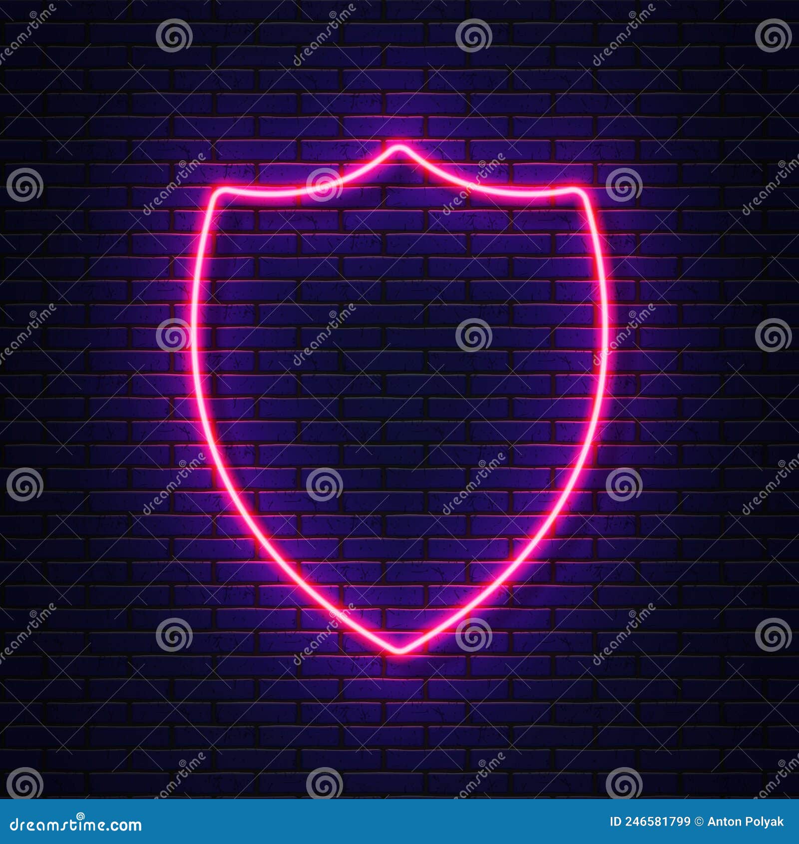 Neon shield stock vector. Illustration of neon, dark - 246581799