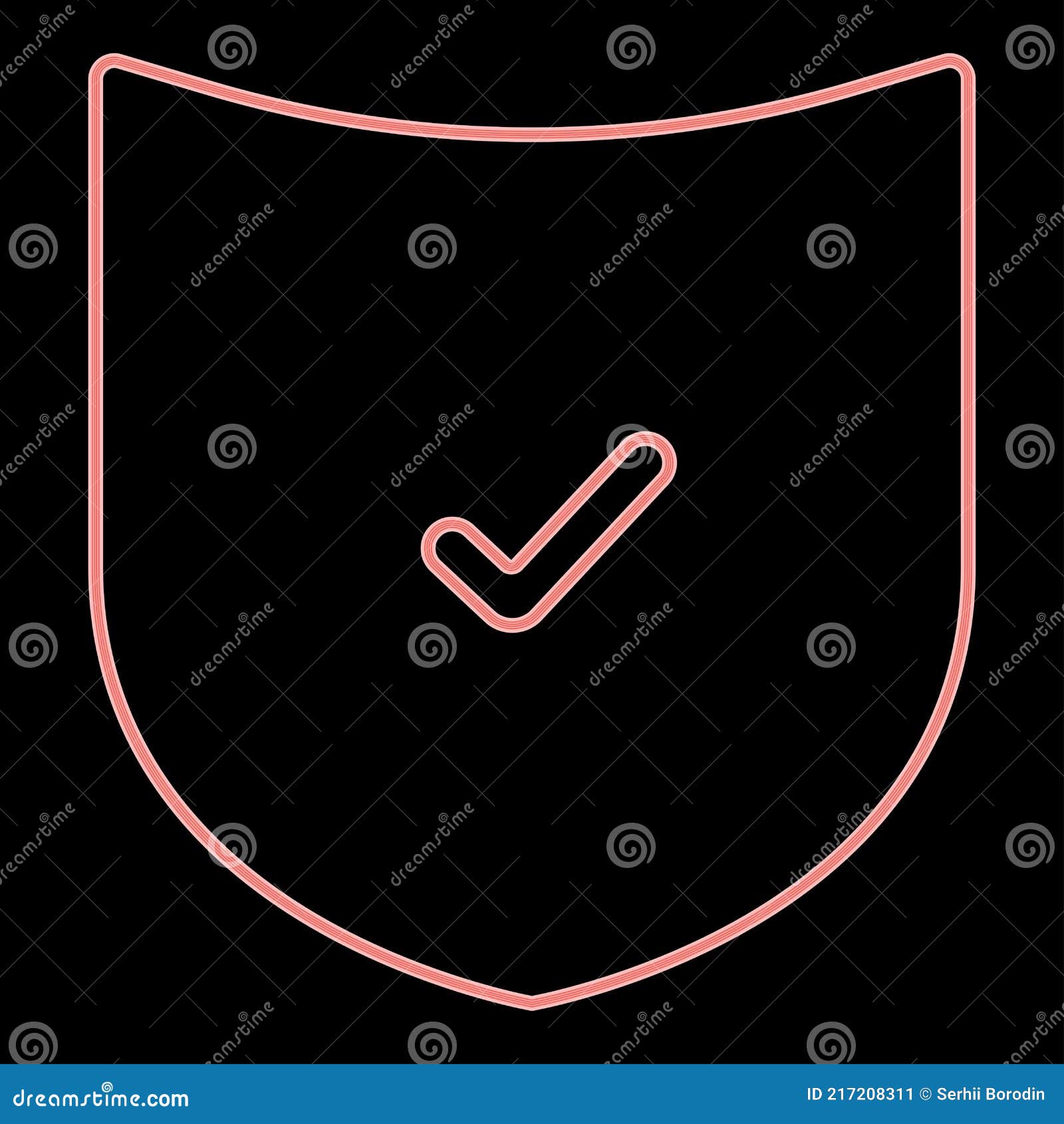 Neon Shield the Red Color Vector Illustration Flat Style Image Stock ...