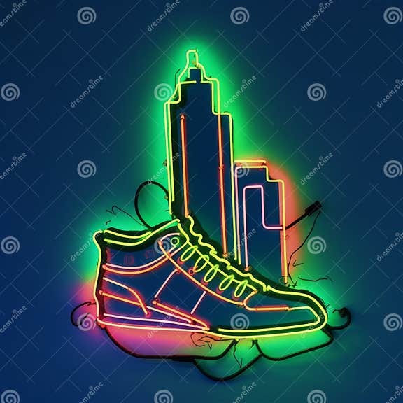 Neon Shoe Logo Generative AI Stock Illustration - Illustration of lamp ...