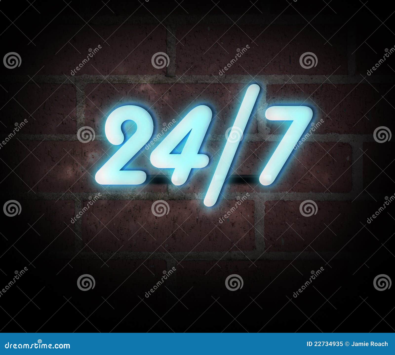 Neon Sign 24 7 stock image. Image of city, nighttime - 22734935