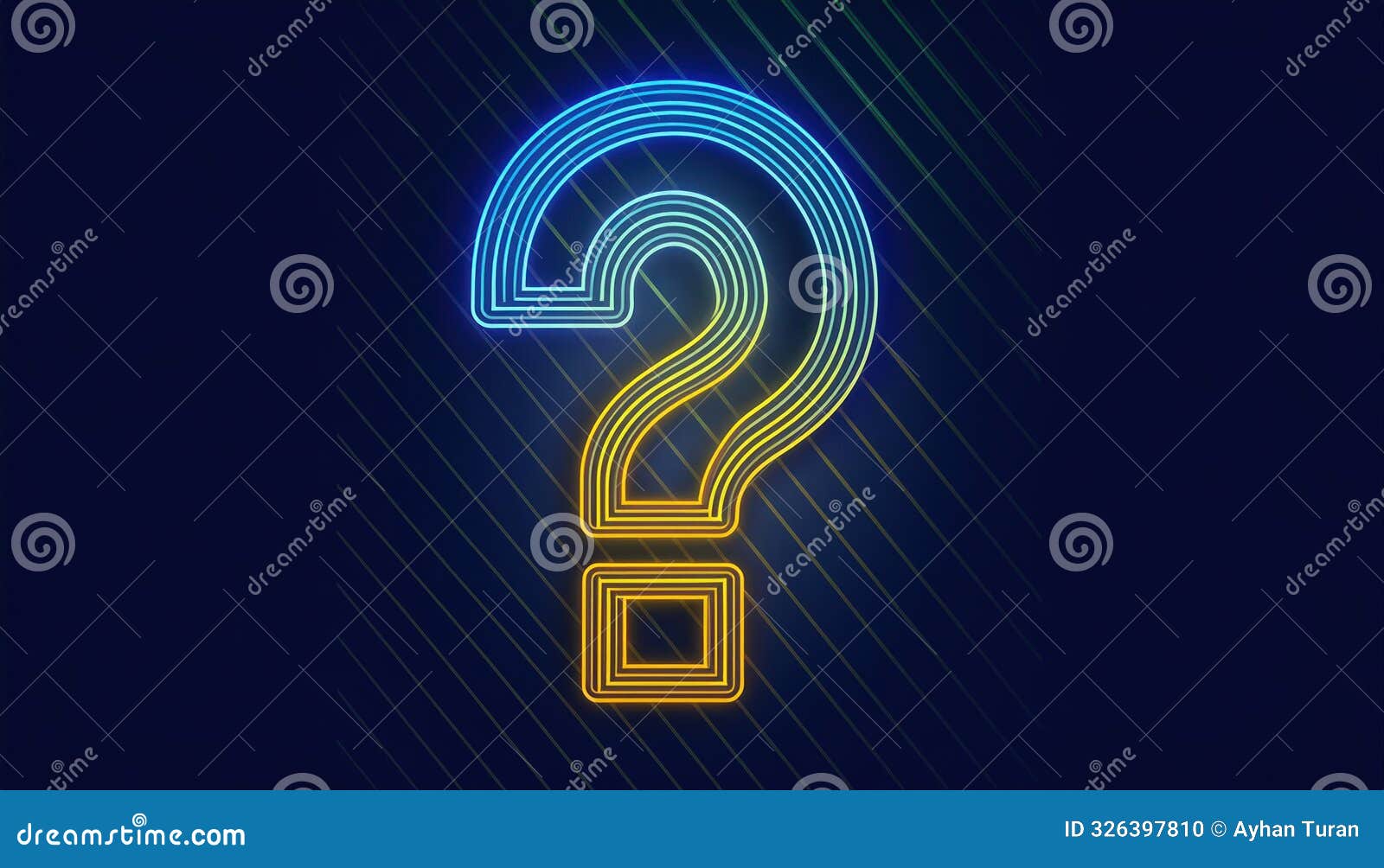 Neon Sign Board , Birck Wall and Question Mark Abstract Background ...