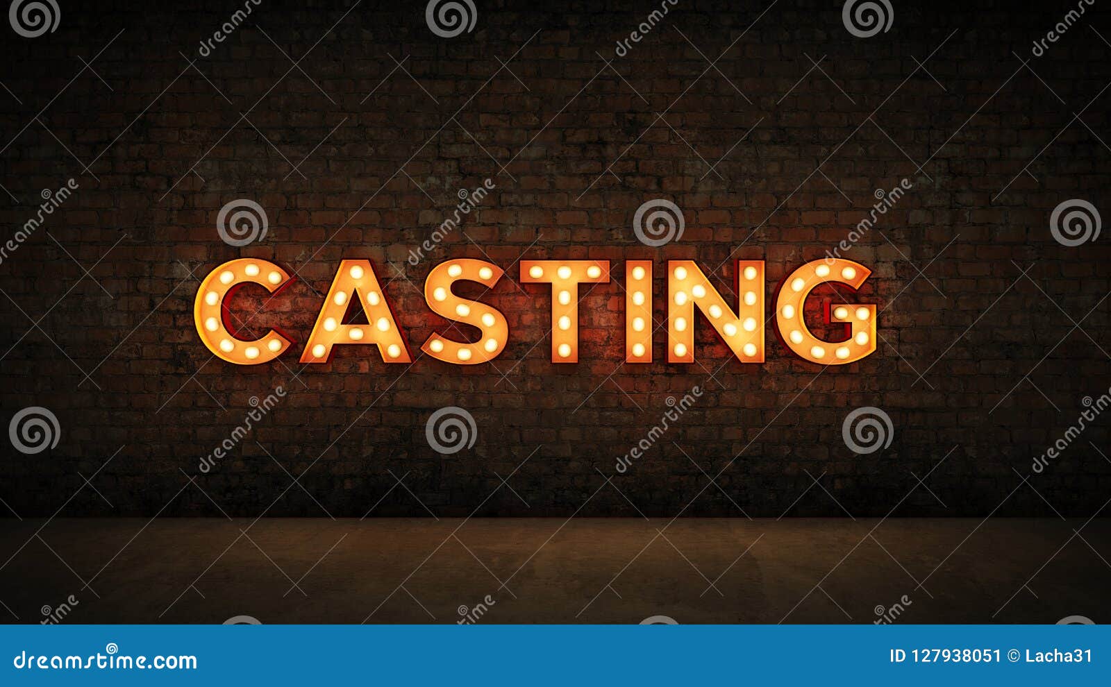Neon Sign on Brick Wall Background - Casting. 3d Rendering Stock ...
