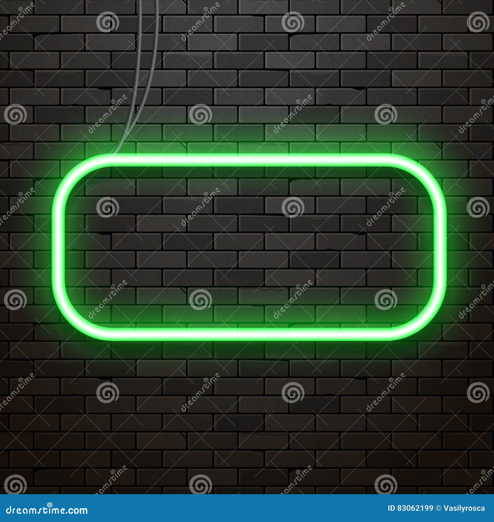 Neon Sign on a Brick Wall. Neon Glowing Decoration Stock Vector ...