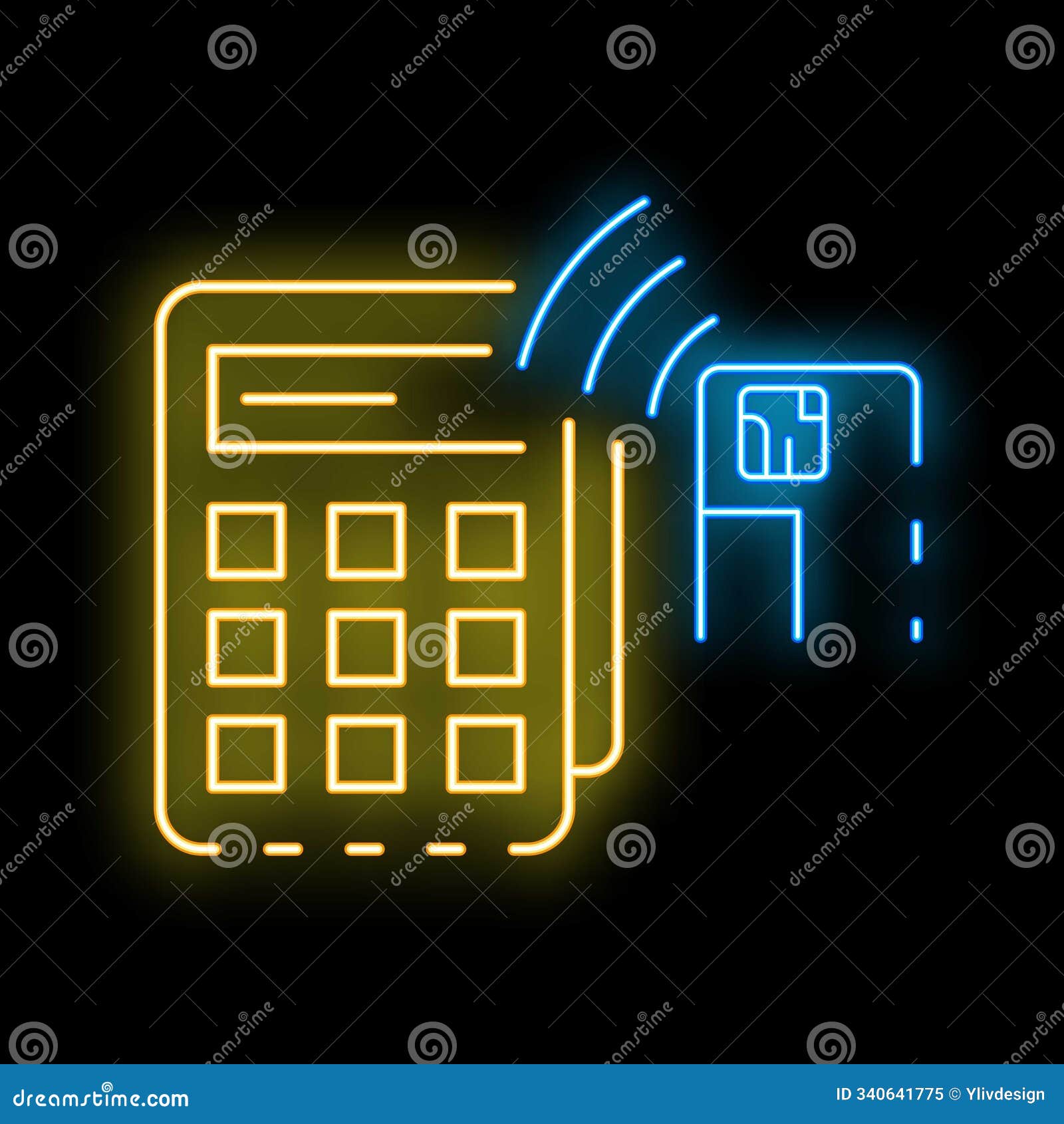 Neon Sign of Contactless Payment System Using Pos Terminal and Credit ...