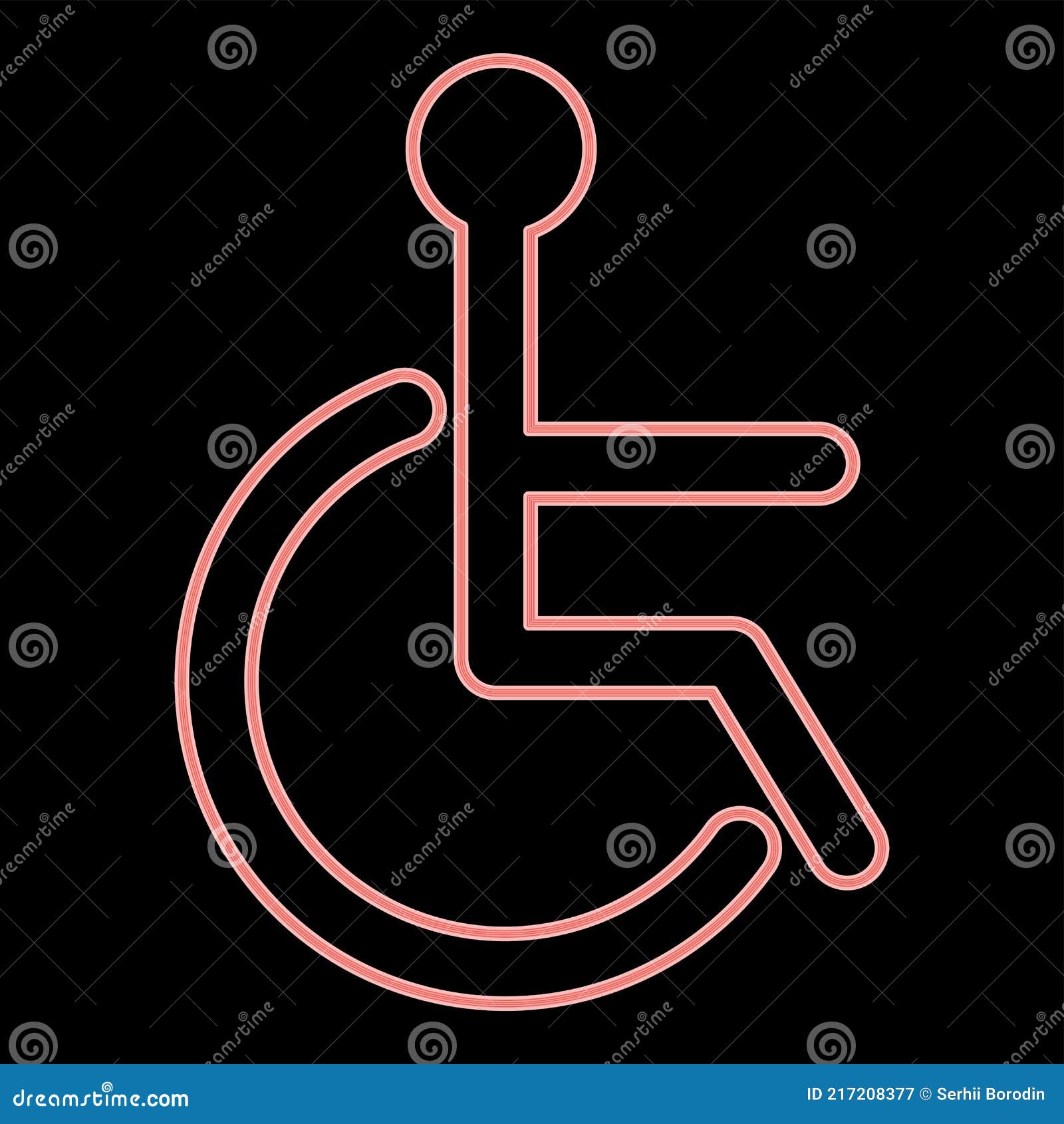 Neon Sign of the Disabled the Red Color Vector Illustration Flat Style ...