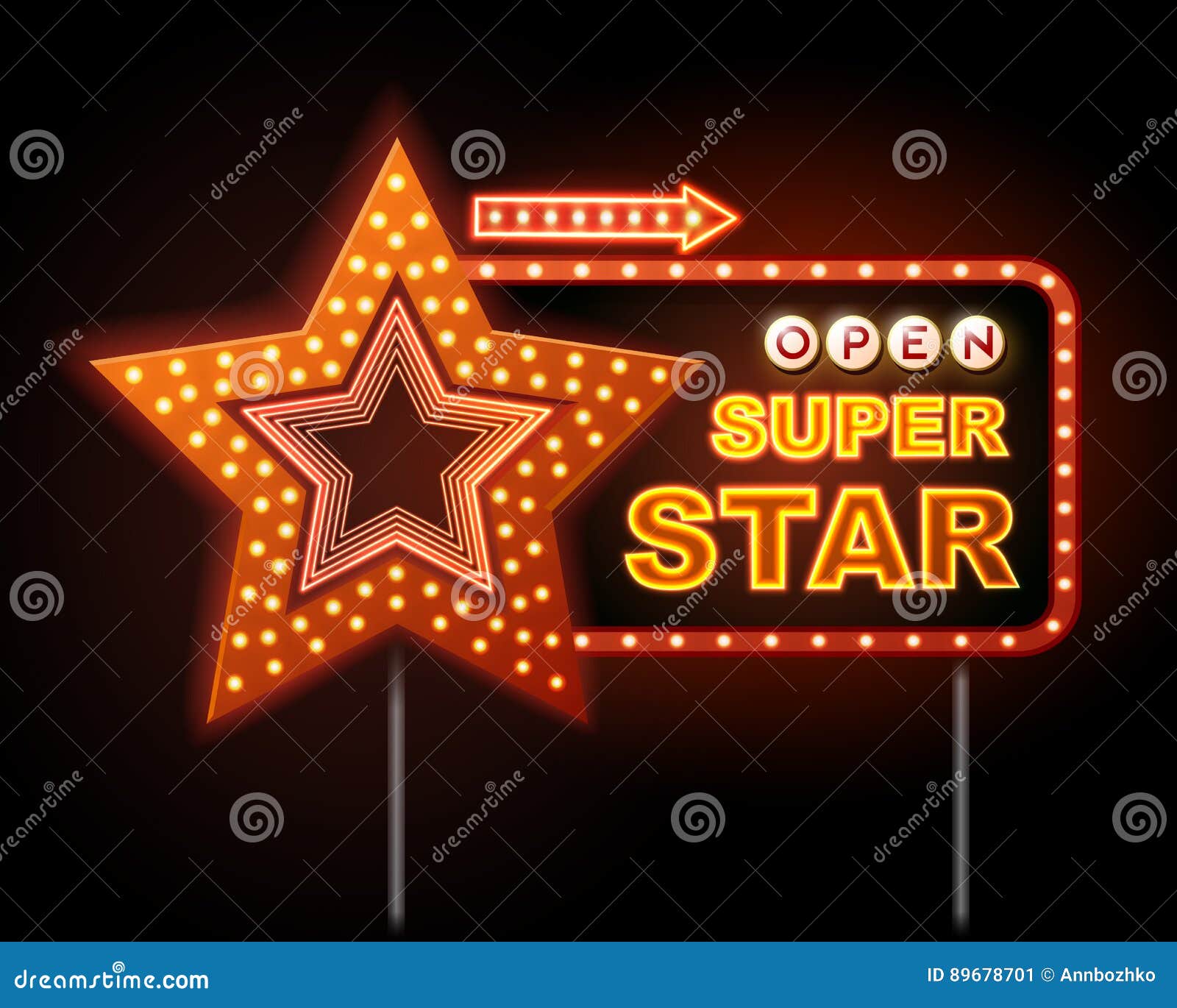 Neon Sign of Disco Star and Neon Text Super Star Stock Vector ...