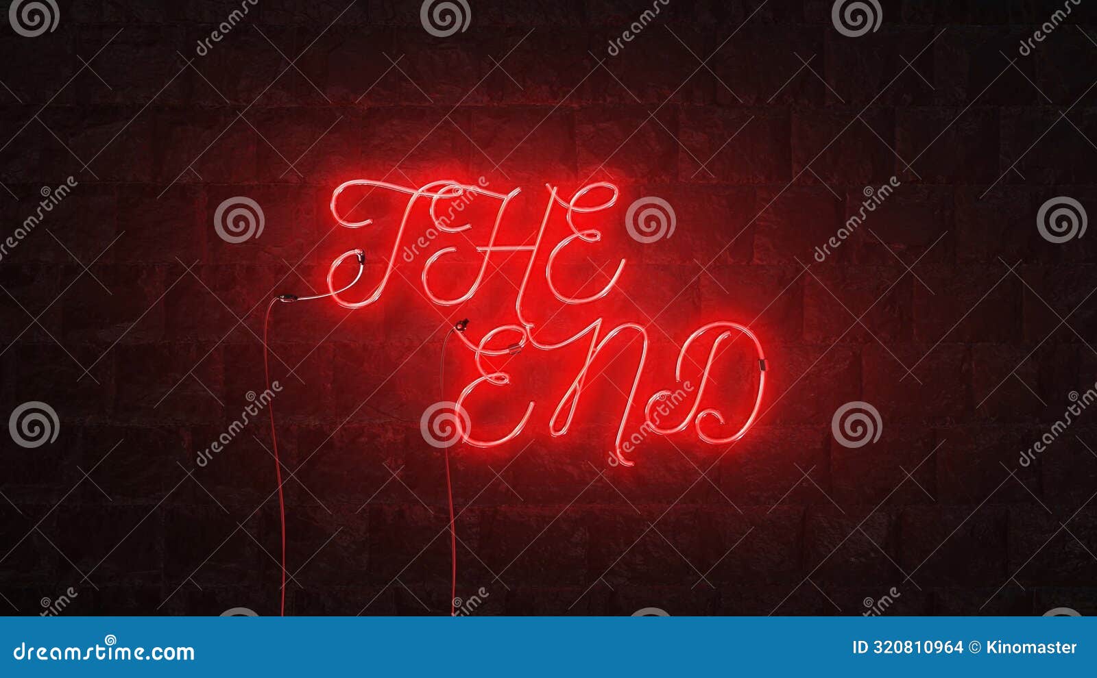 Neon Sign the End on a Dark Brick Wall Background Stock Illustration ...