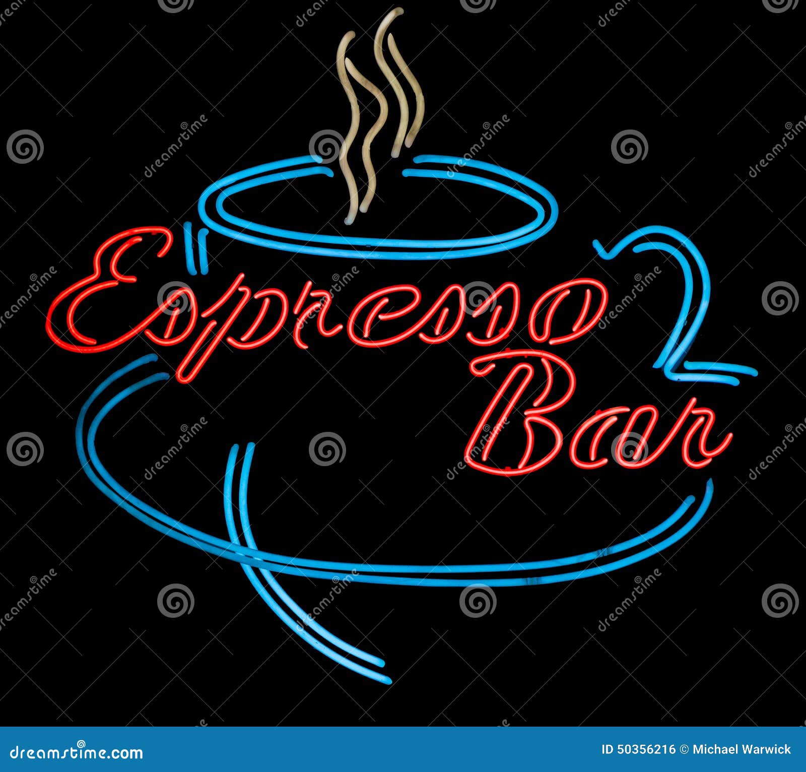 Neon Sign for an Expresso Bar Stock Photo - Image of business, bean ...