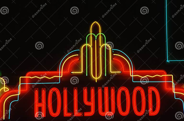 Neon sign of Hollywood, CA editorial stock photo. Image of county ...