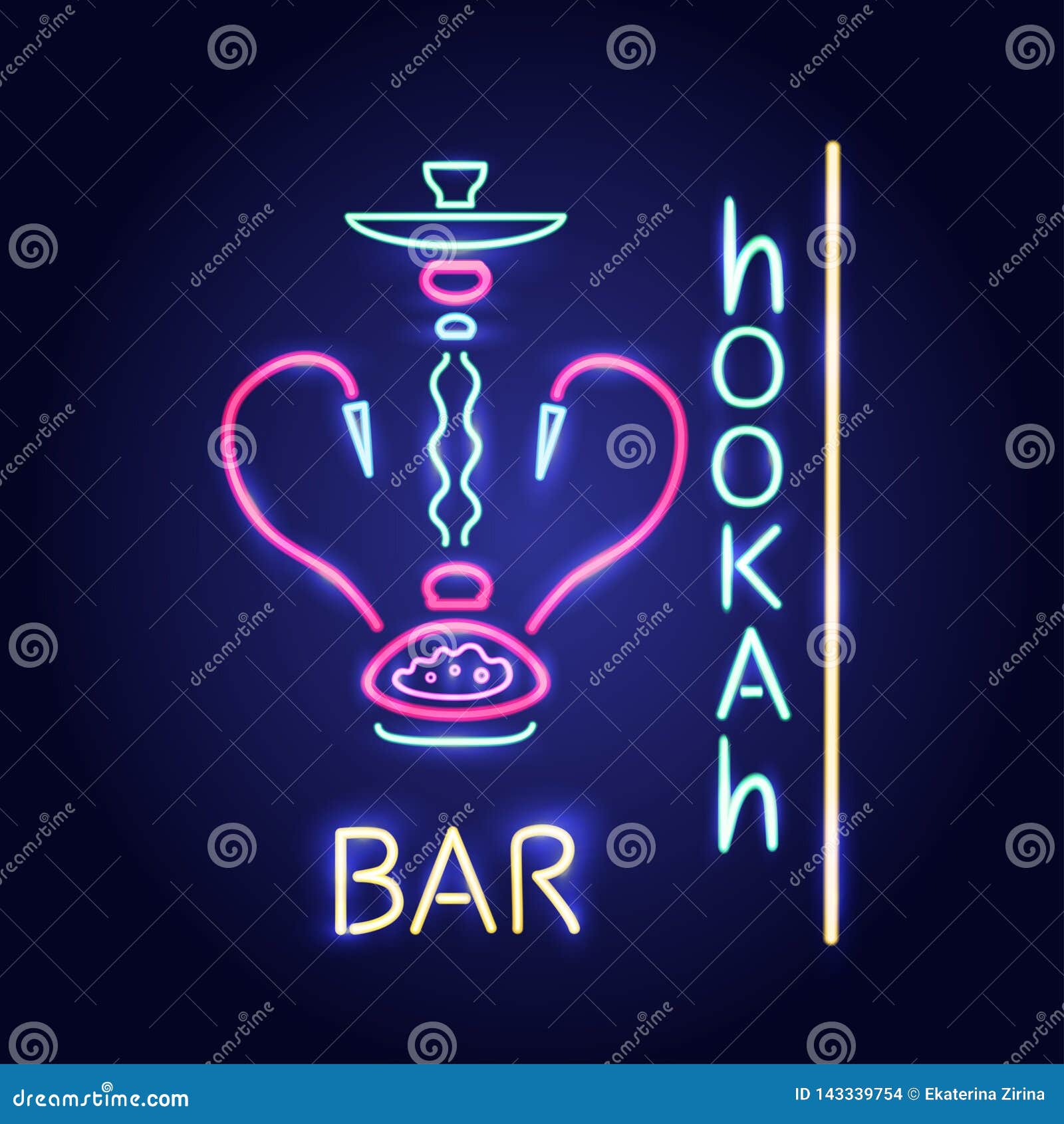 Neon Sign of Hookah Bar Glowing Icon Image Stock Illustration ...