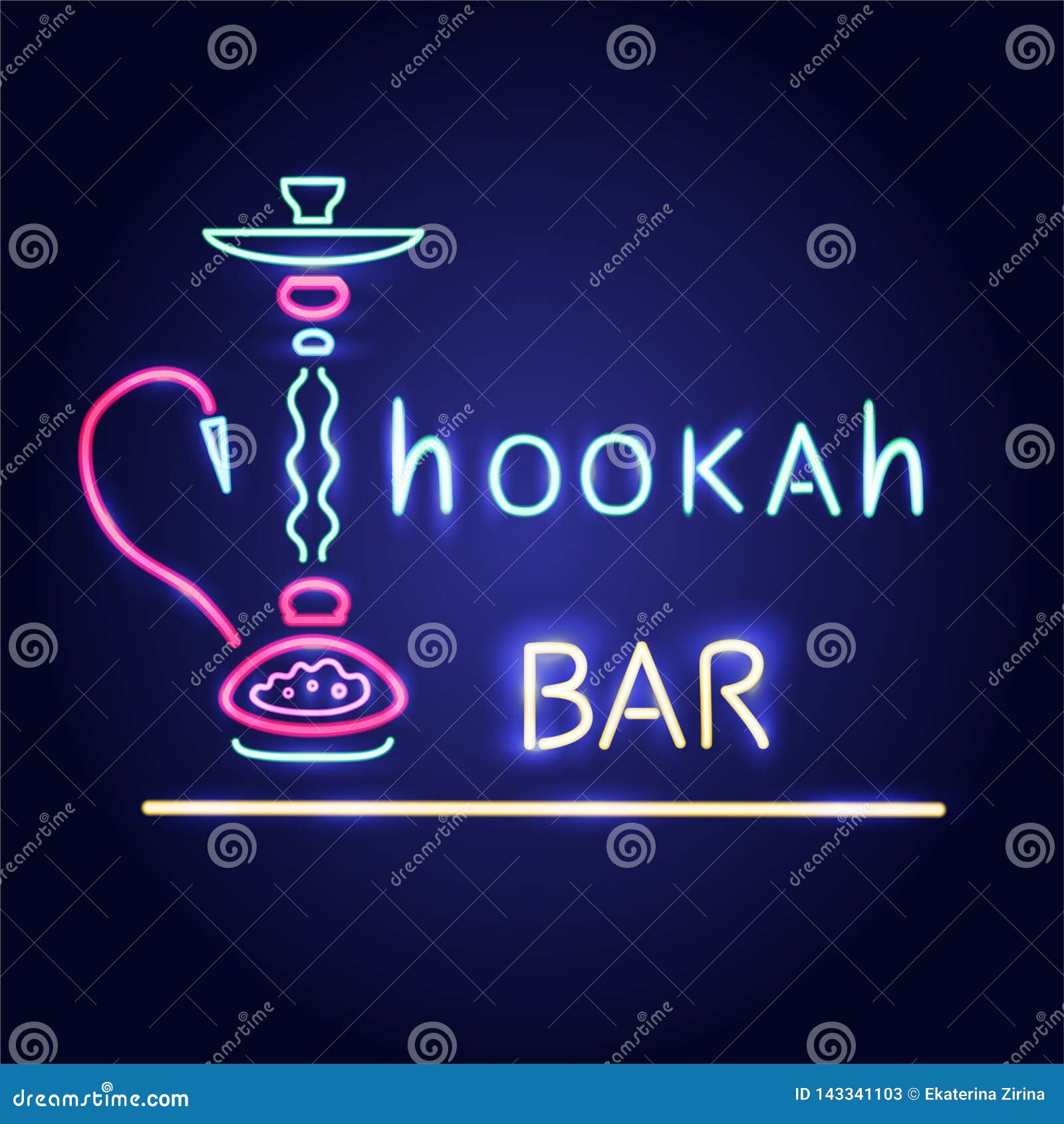 Neon Sign of Hookah Bar Glowing Icon Image Stock Illustration ...