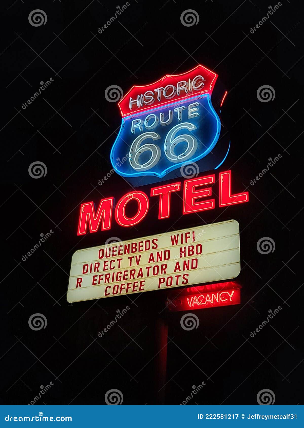 Neon Sign of Hotel on Historic Rt 66 Editorial Photography - Image of ...