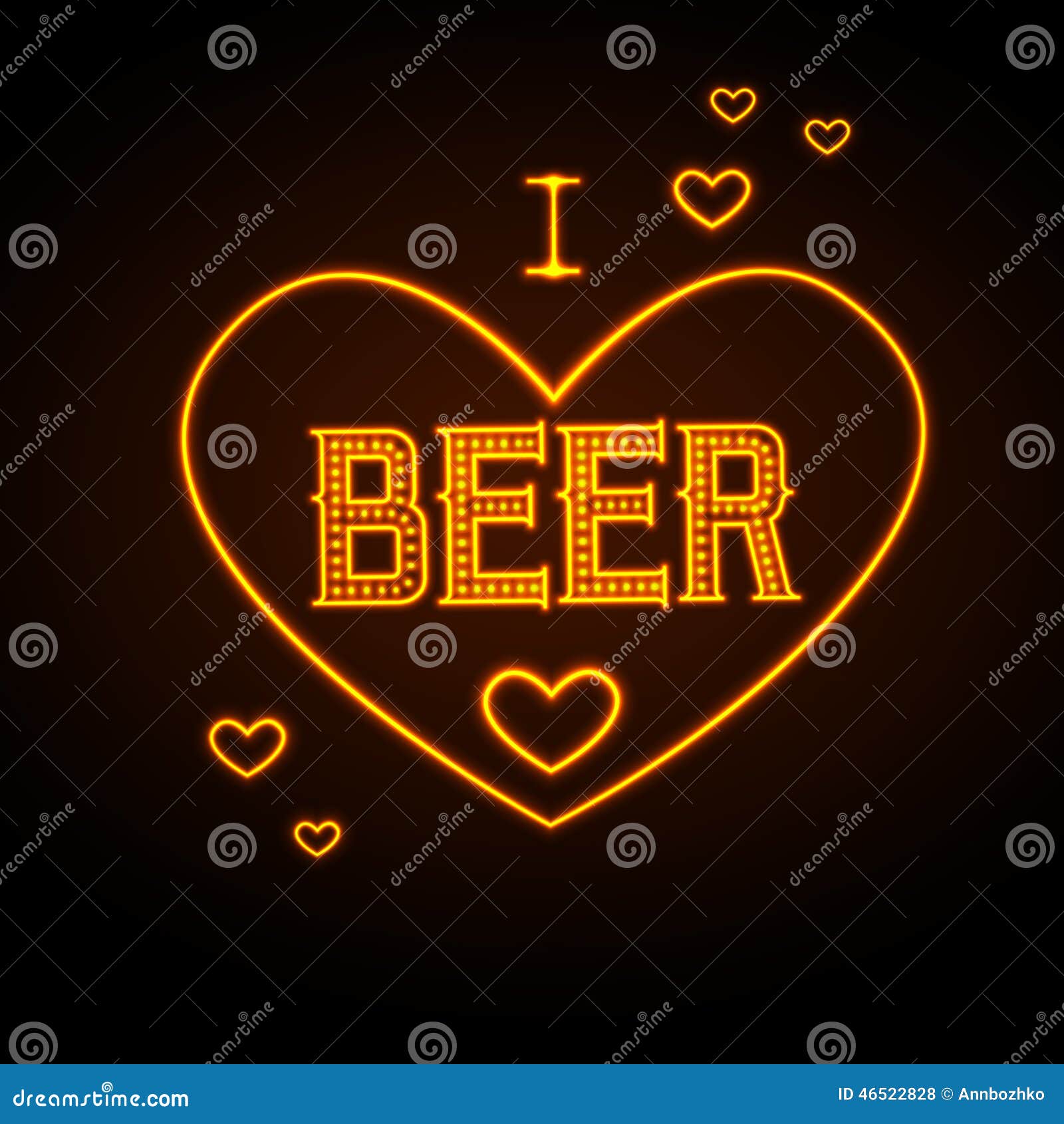 Neon sign. I love beer stock vector. Illustration of retro - 46522828
