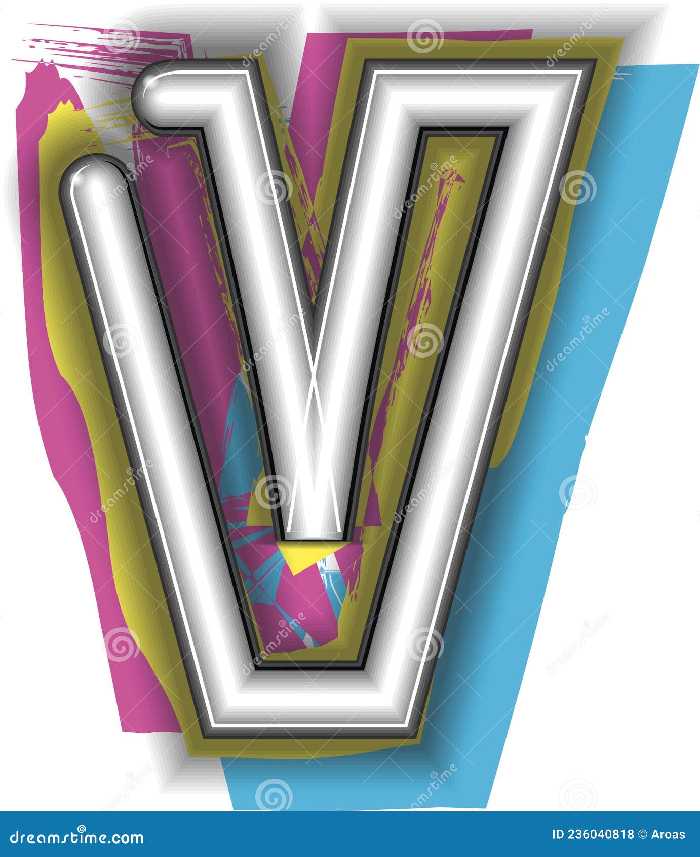 Neon Sign Letter V Illustration Stock Vector - Illustration of capital ...