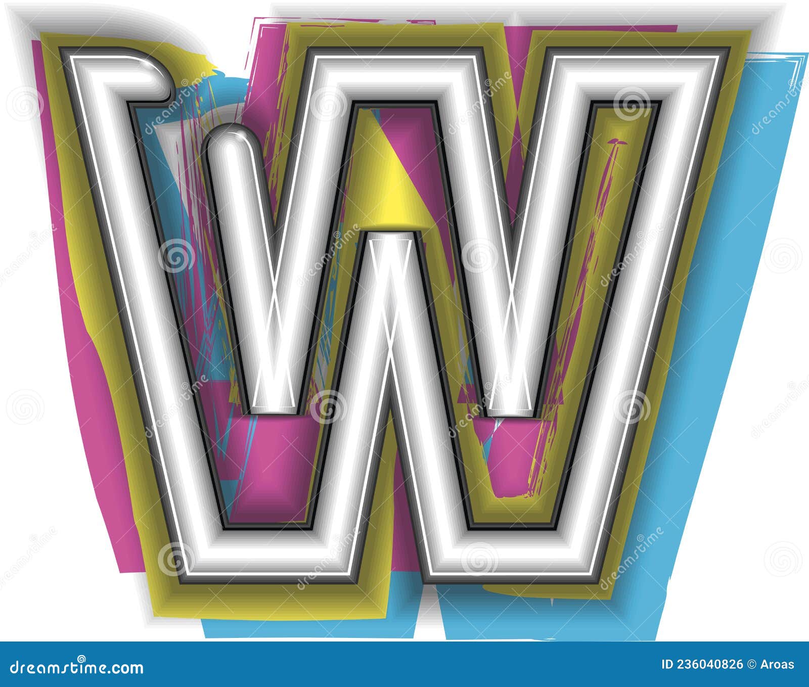 Neon Sign Letter W Illustration Stock Vector - Illustration of color ...