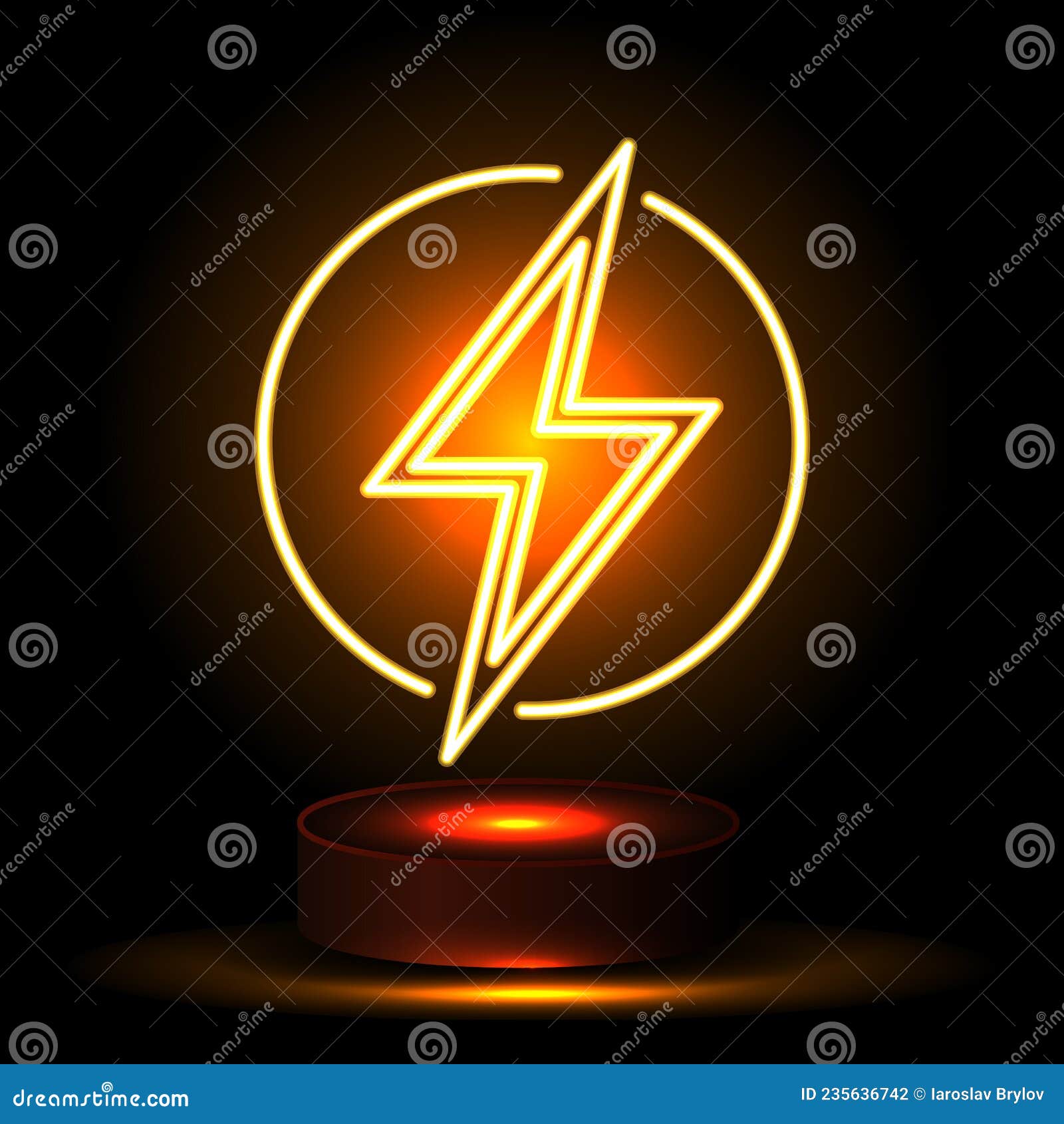 Neon Sign of Lightning Signboard on the Background. Vector Stock Vector ...