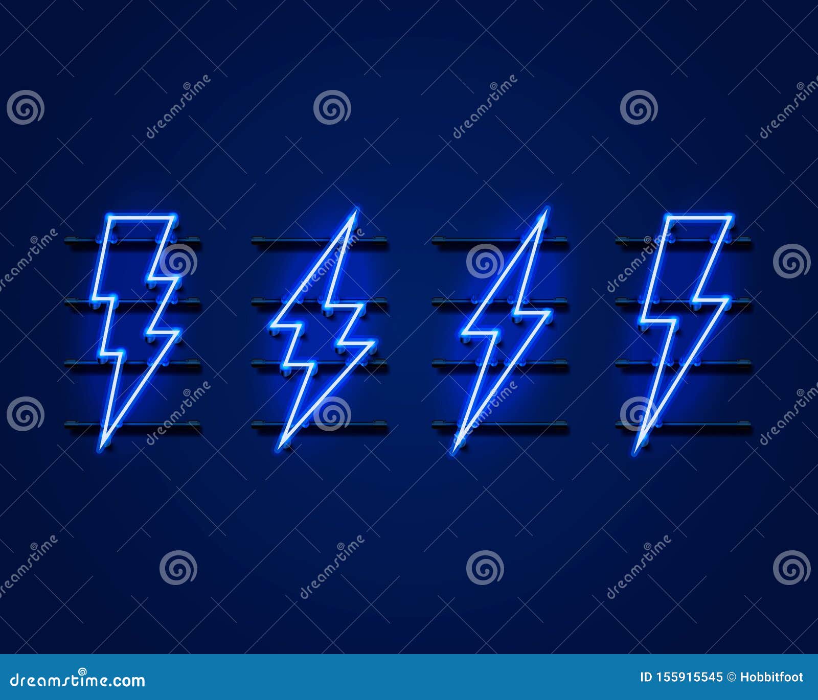 Neon Sign of Lightning Signboard on the Blue Background Stock ...