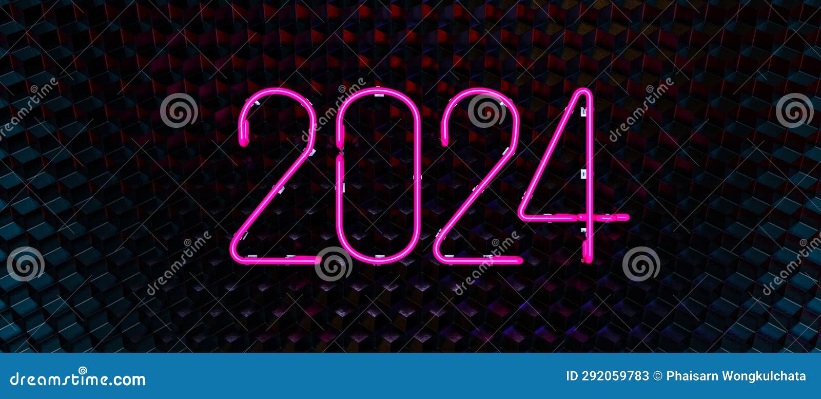 2024 Neon Sign with Lights Party Stock Illustration - Illustration of ...