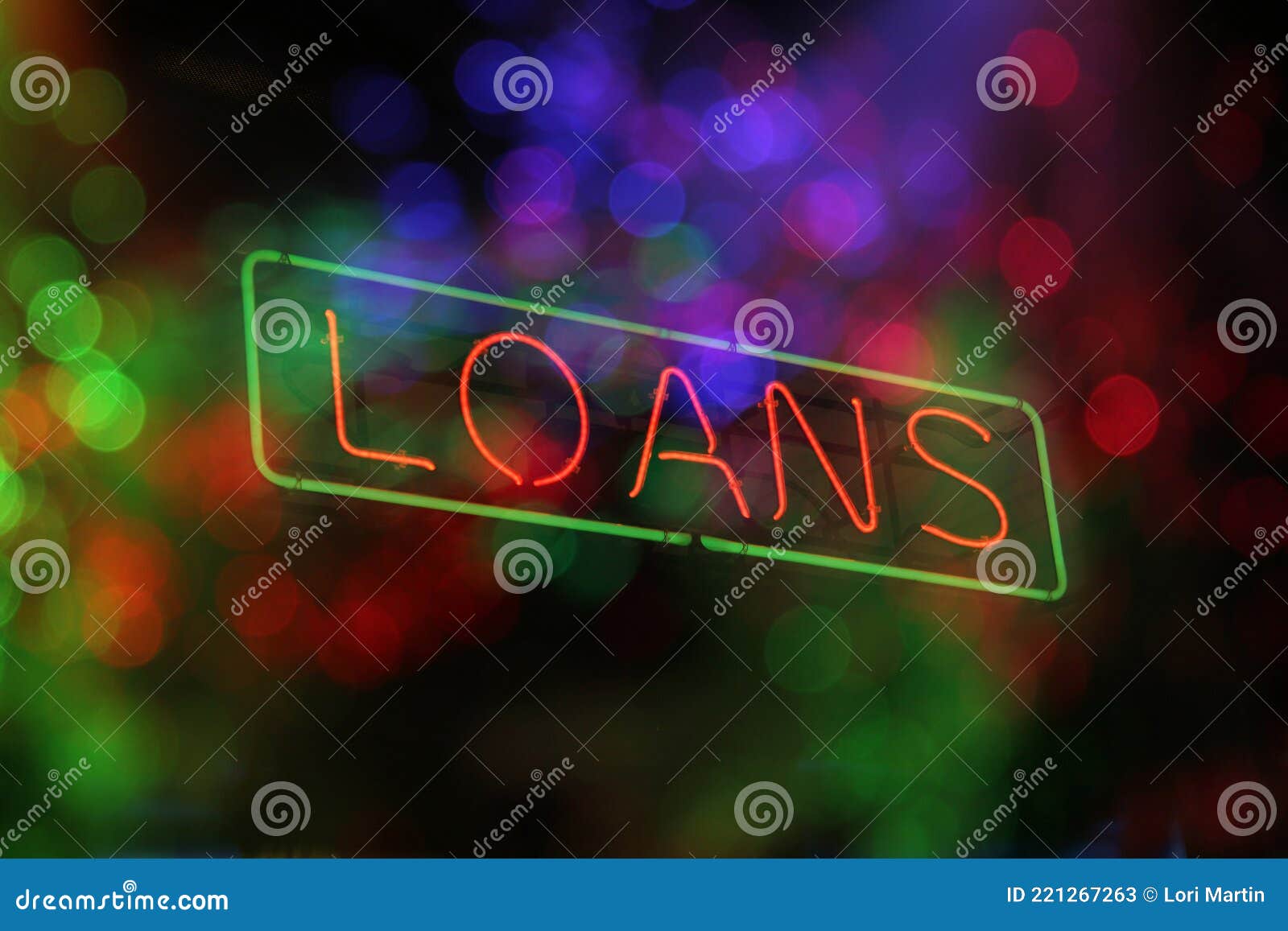 Neon Sign Neon Loan Sign in Store Window Stock Image - Image of ...