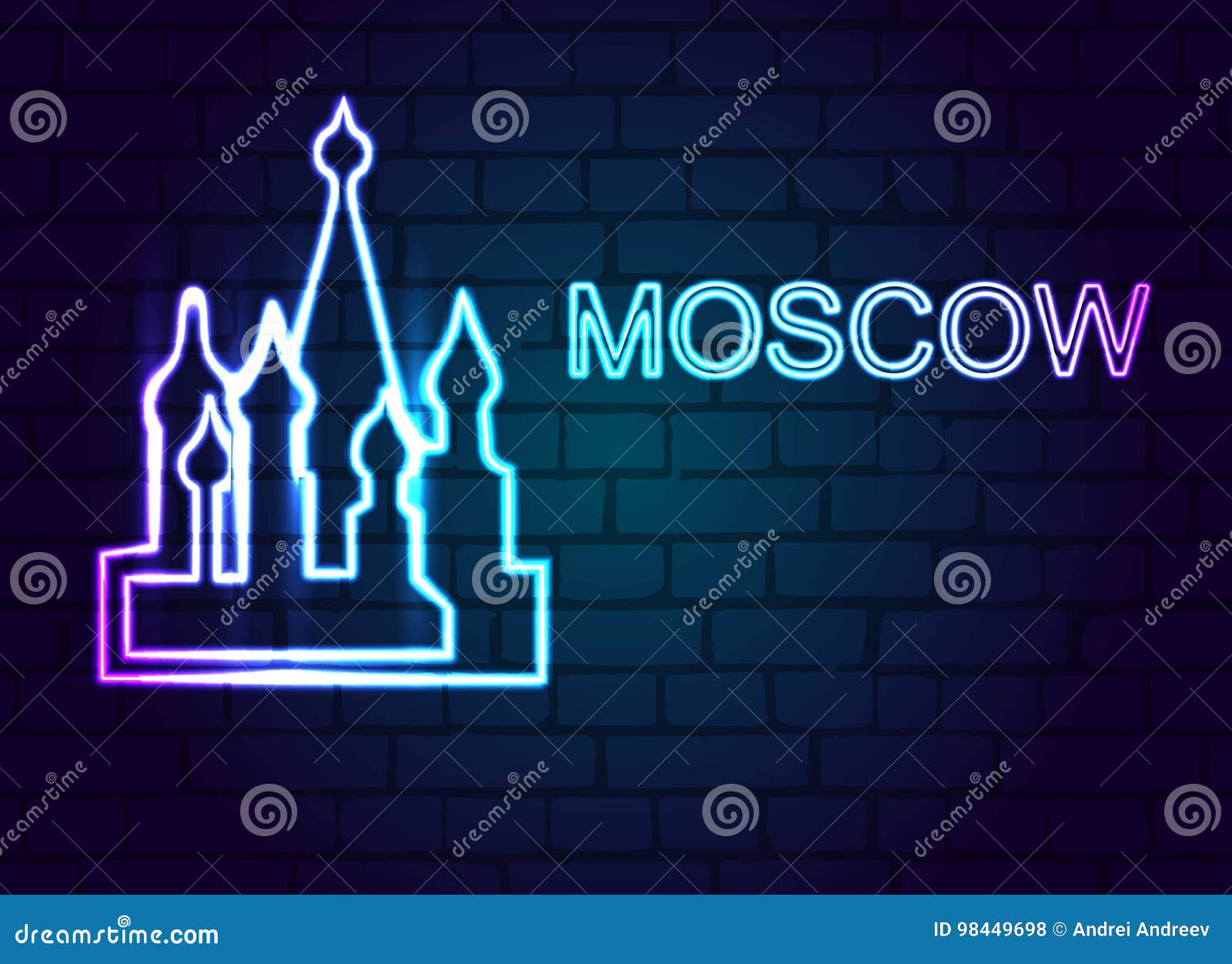 The Neon Sign of Moscow on a Brick Wall. Stock Vector - Illustration of ...