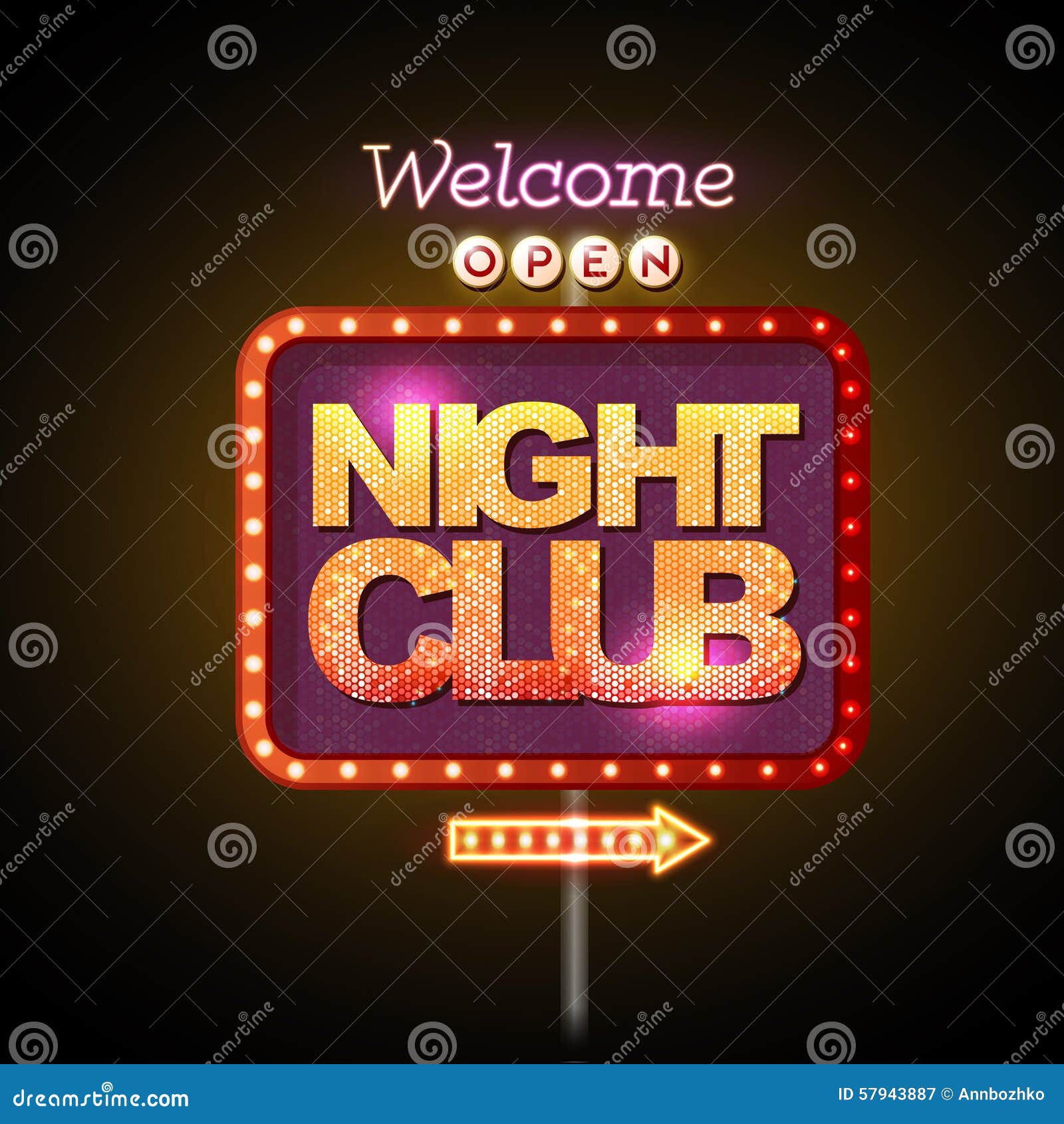 Neon Sign Night Club Stock Vector - Image: 57943887