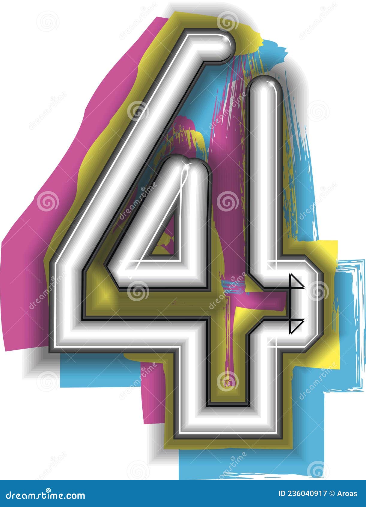 Neon Sign Number 4 Illustration Stock Vector - Illustration of bold ...