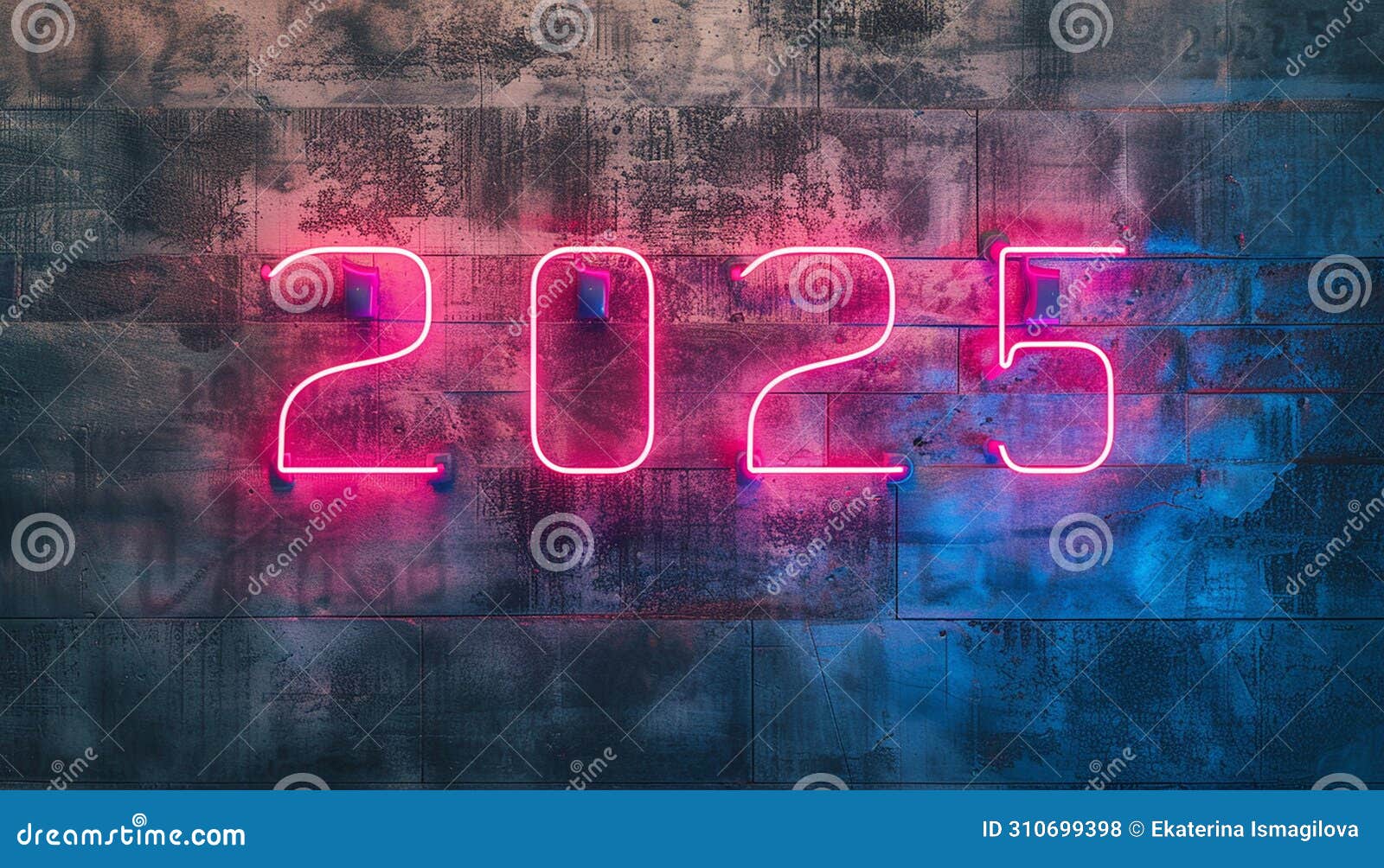 A Neon Sign with the Numbers 2025 in Pink Letters. the Sign is on a ...